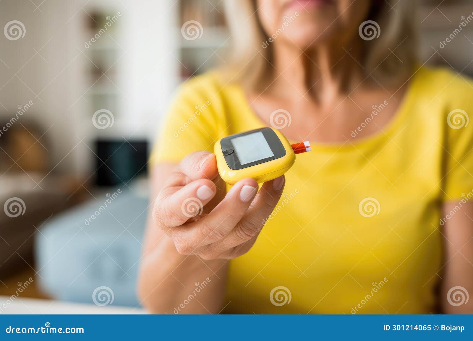 Mid-Aged Woman Performing a Home Blood Test. AI Generative Stock ...