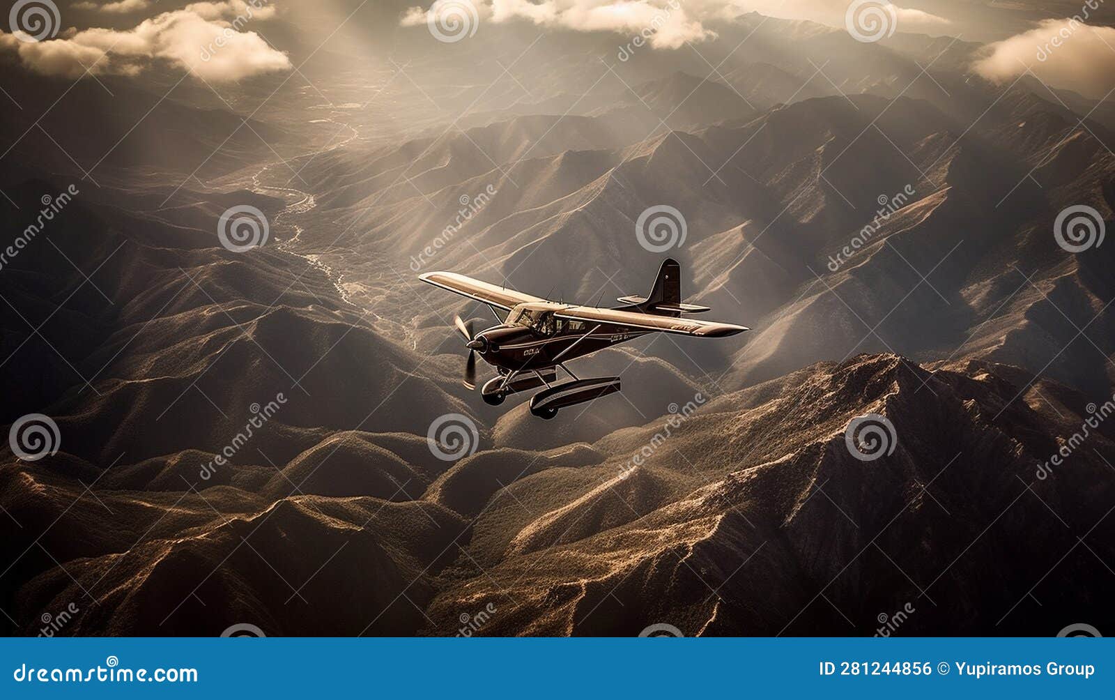 Mid Air Adventure Speeding Plane Soars Over Mountain Range Outdoors ...
