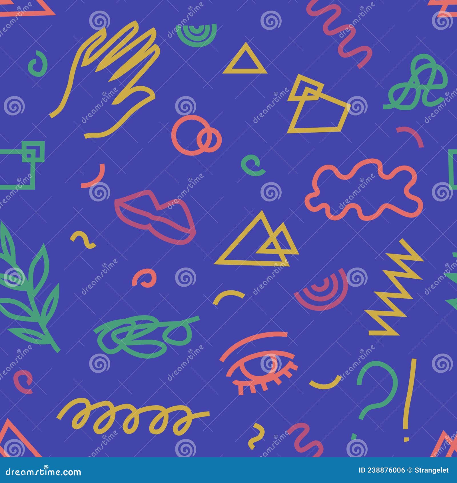 Mid Century Abstract Scribble Shapes Seamless Repeating Patterns On