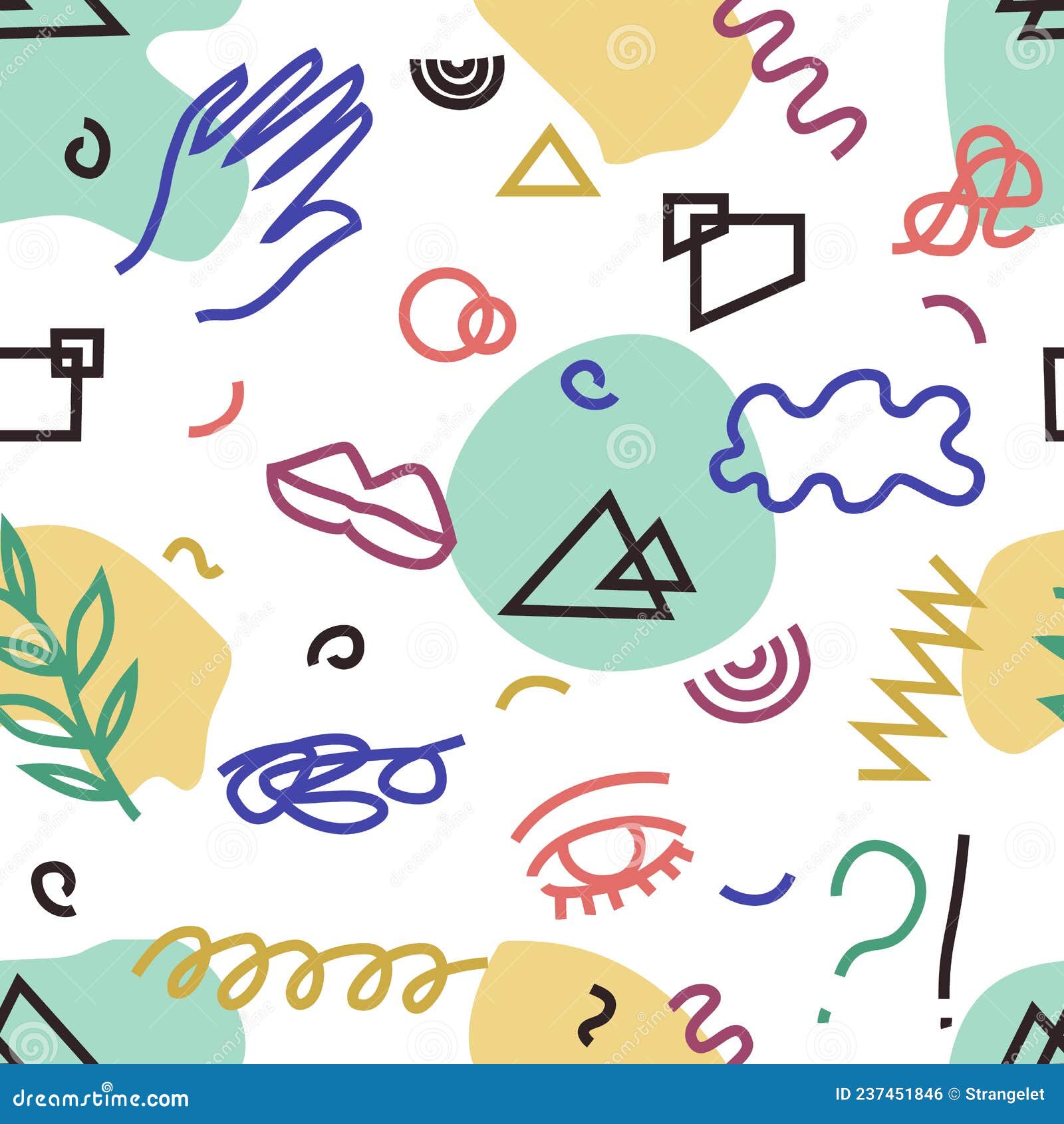 Mid Century Abstract Scribble Shapes Seamless Repeating Patterns on ...