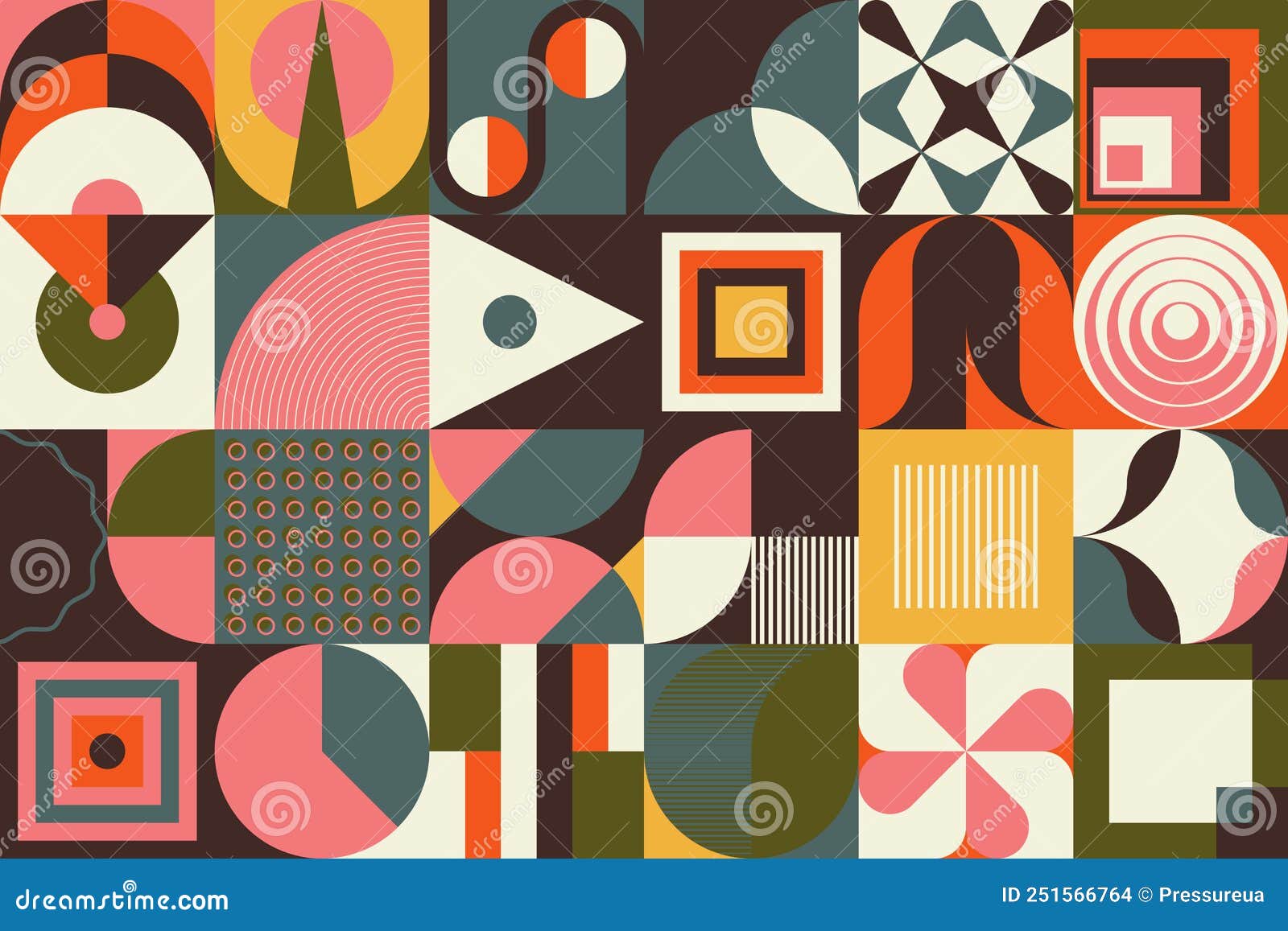 Mid-Century Inspired Graphic Pattern Art Made with Abstract Vector ...