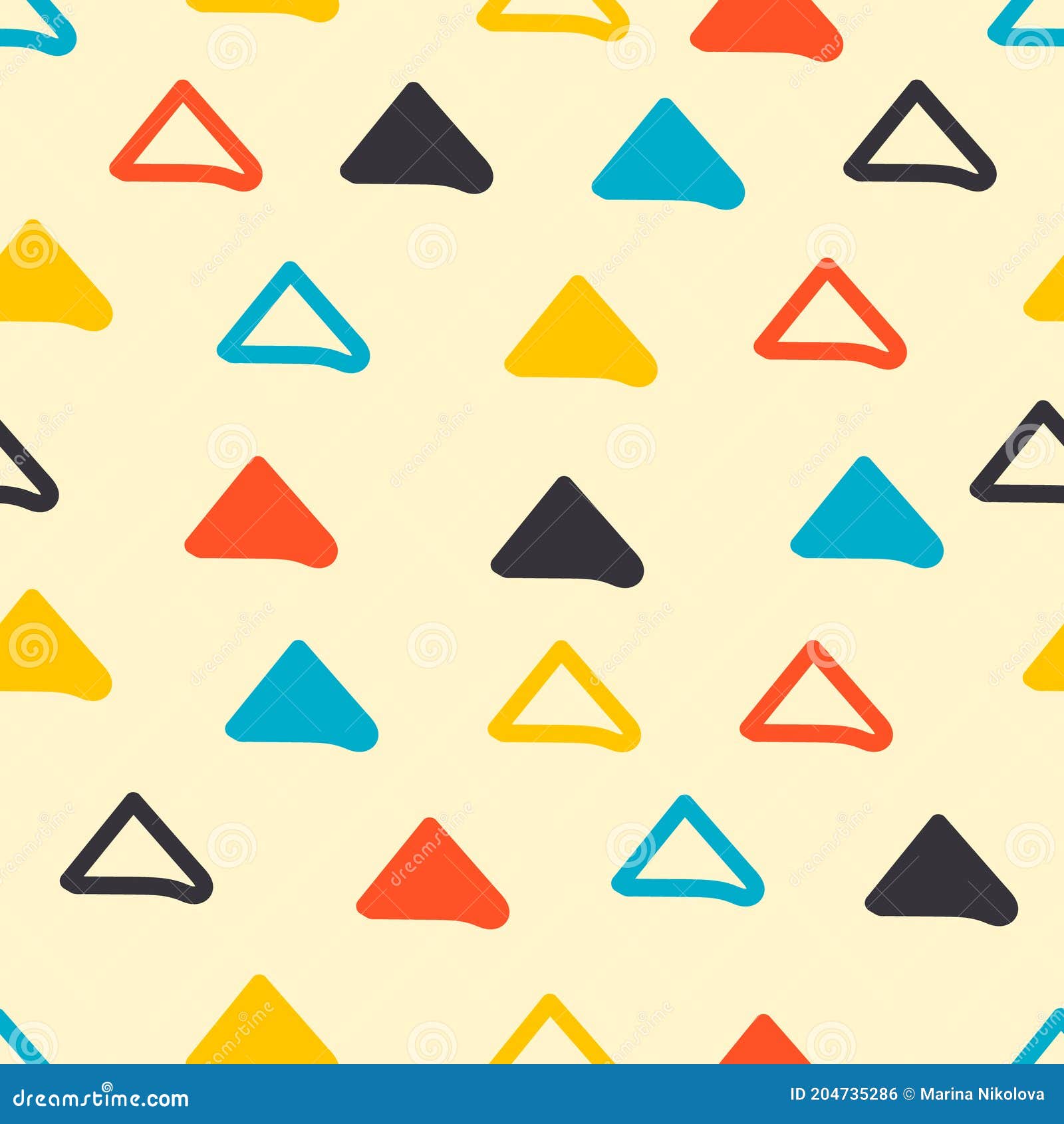 Mid Century Triangle Retro Colors Seamless Vector Pattern. Stock ...