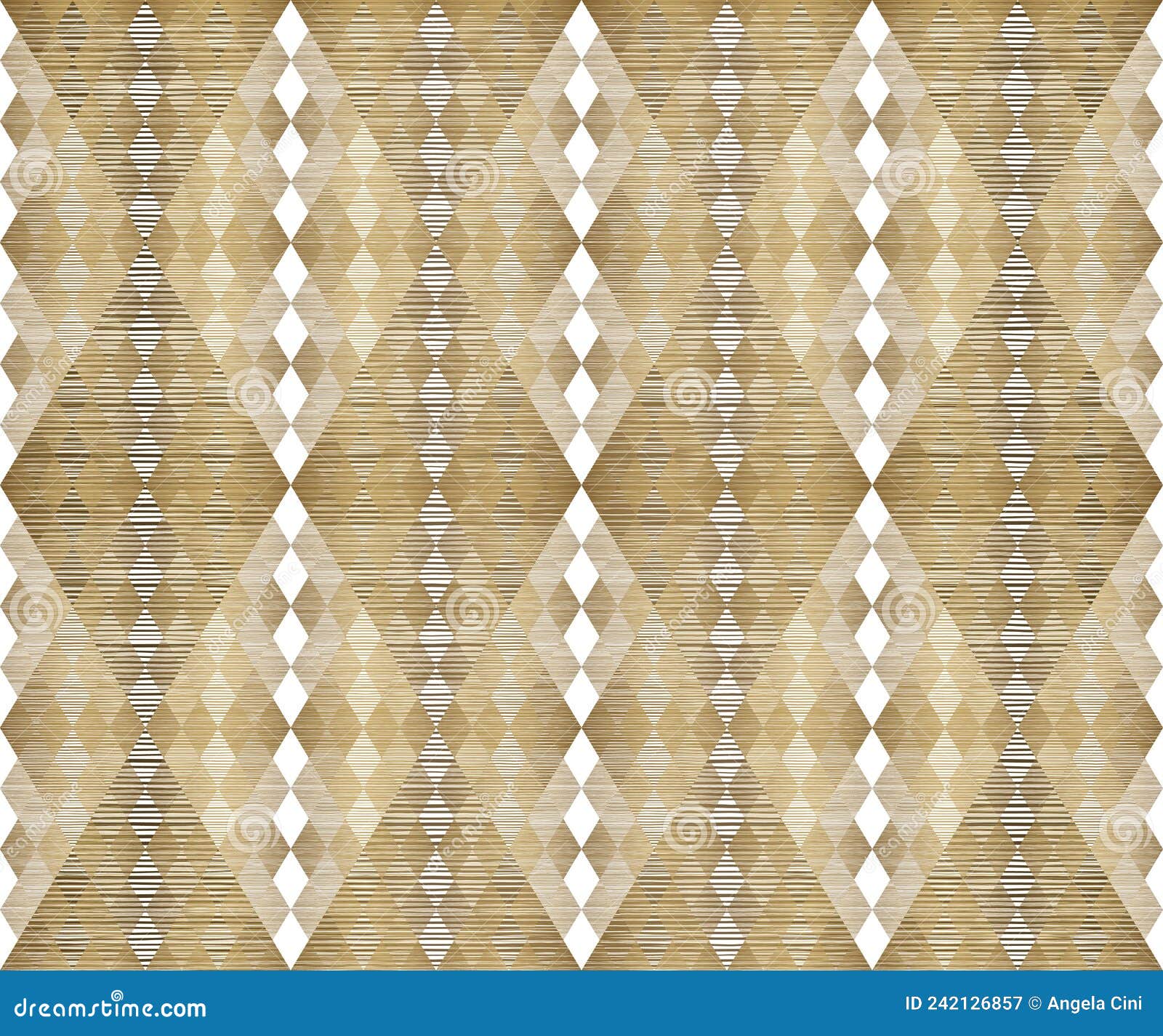 Mid-Century Geometric Rhombus Seamless Pattern Design Gold on White ...