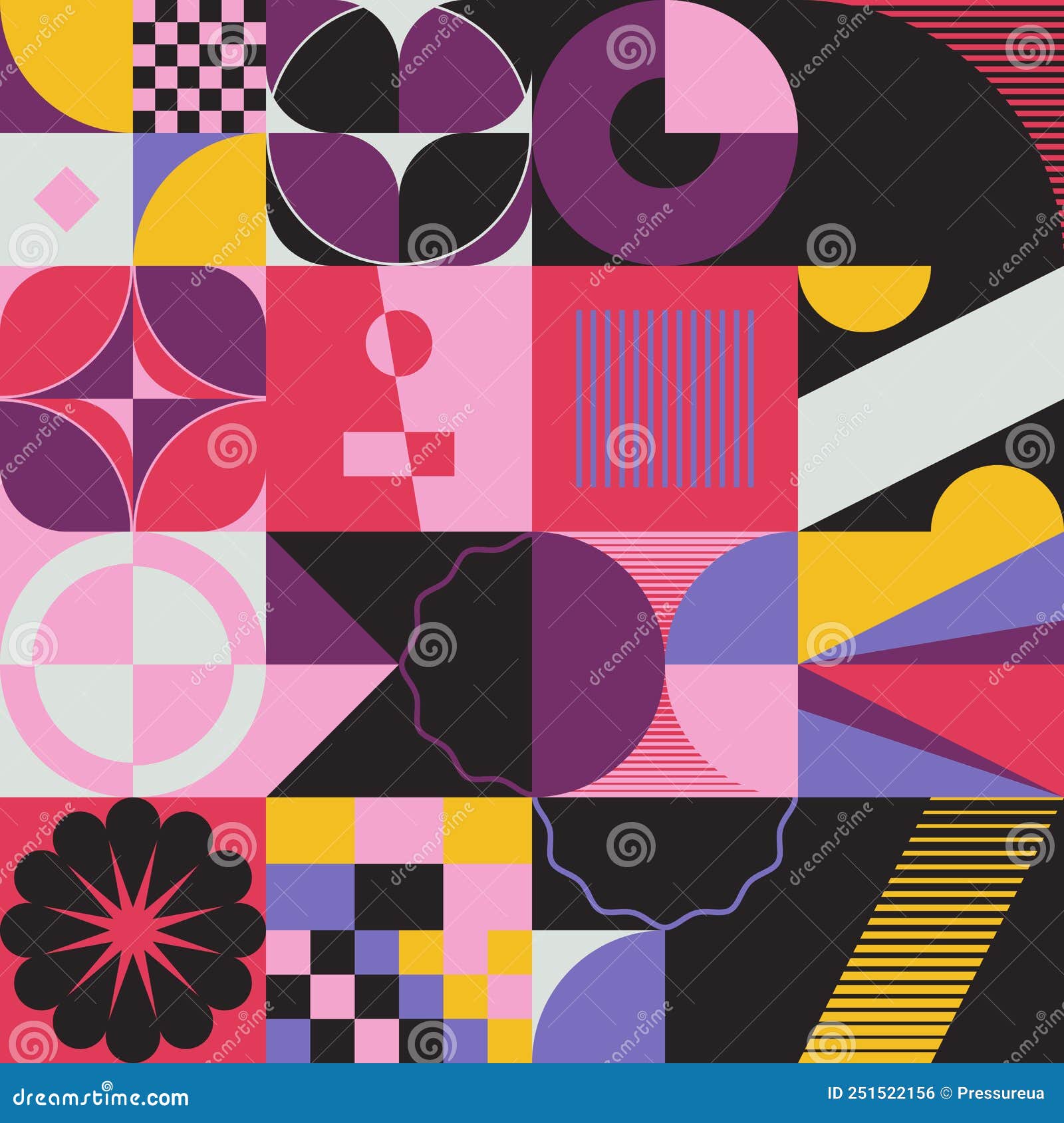 Mid-Century Inspired Graphic Pattern Art Made with Abstract Vector ...