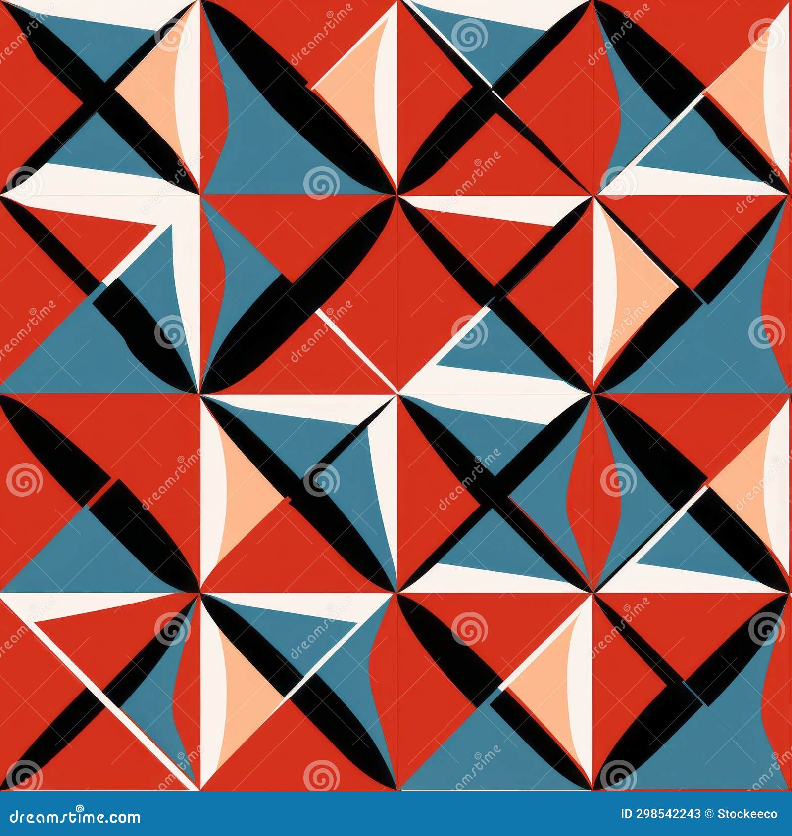 Mid-century Inspired Abstract Pattern with Red, Blue, and Black ...