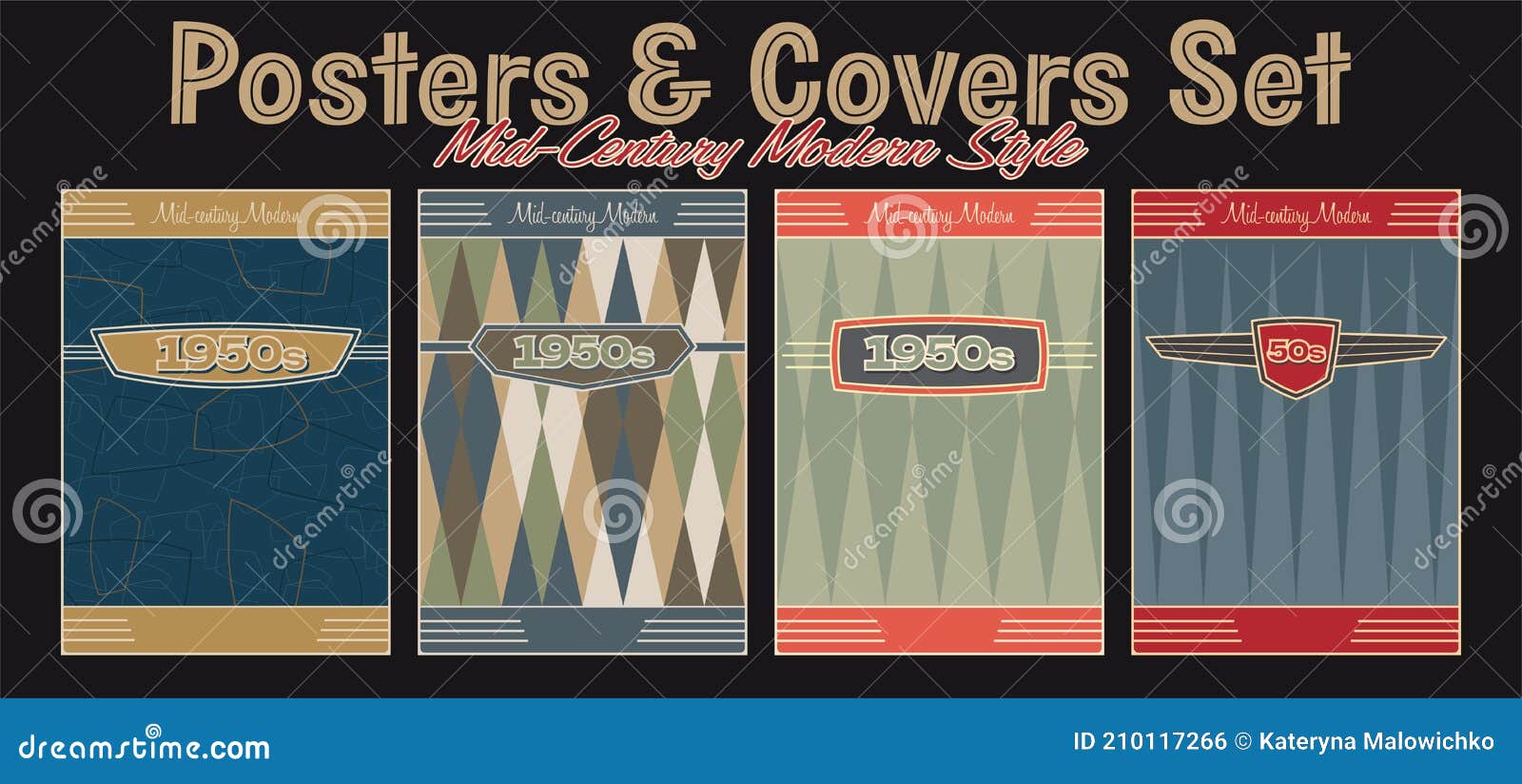 Mid Century Modern Cover Set Stock Vector - Illustration of cover ...