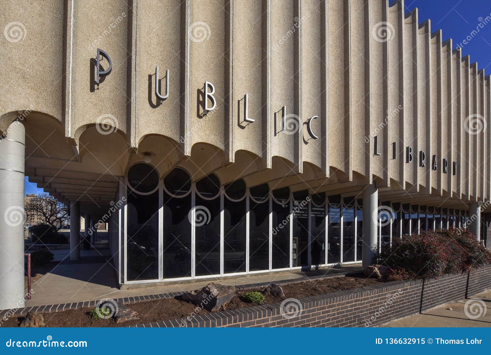 Mid Century Modern Library in Enid Oklahoma Stock Image - Image of ...