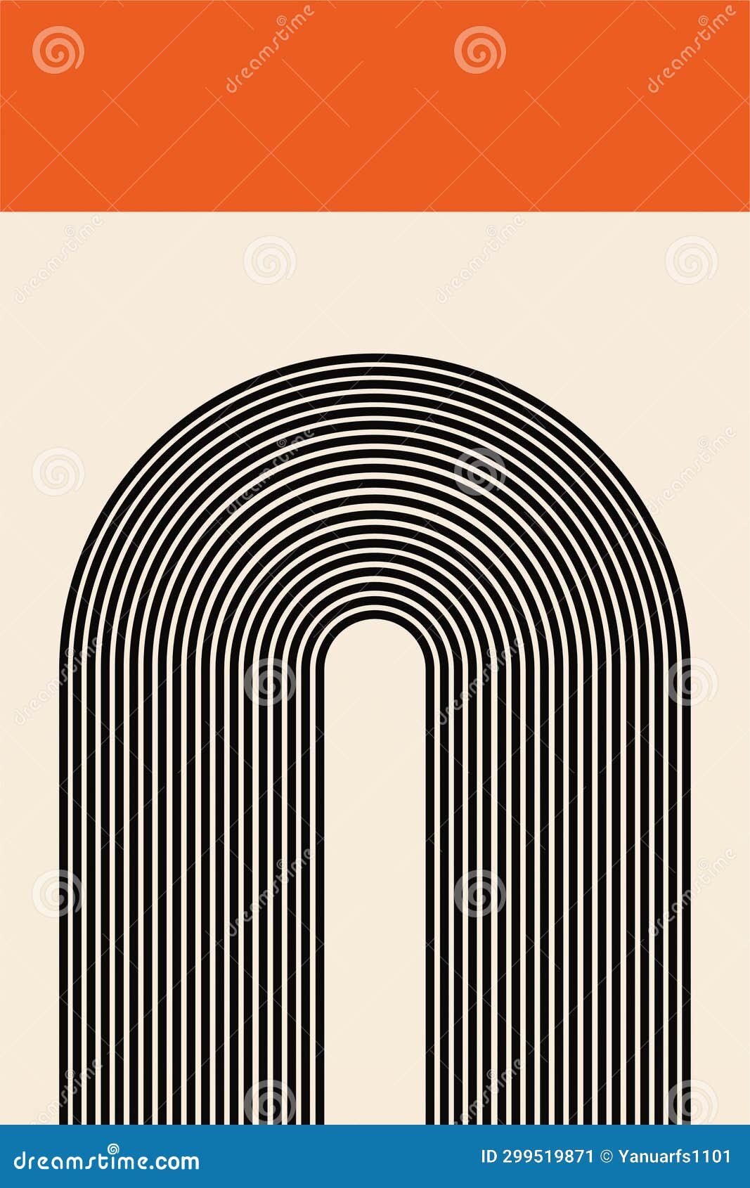 Mid Century Modern Rainbow Background Illustration. Geometric Rainbow ...