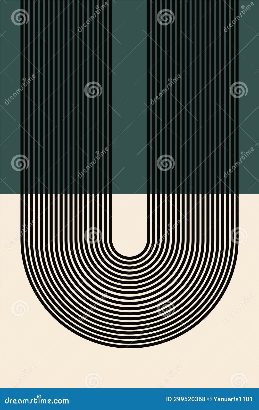 Mid Century Modern Rainbow Background Illustration. Geometric Rainbow ...