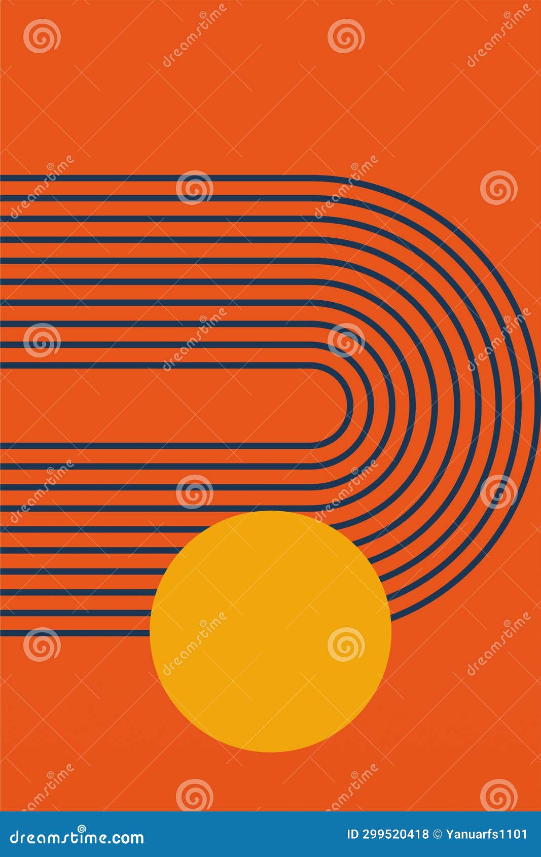 Mid Century Modern Rainbow Background Illustration. Geometric Rainbow ...