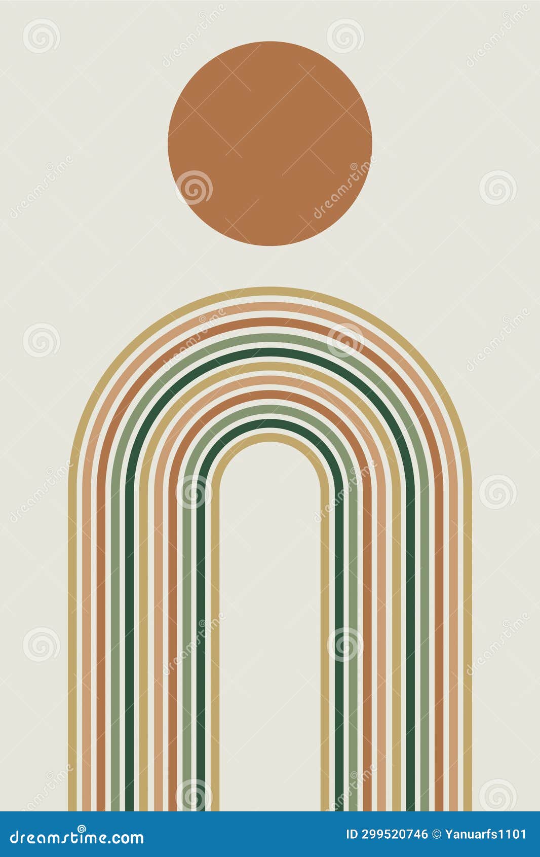 Mid Century Modern Rainbow Background Illustration. Geometric Rainbow ...