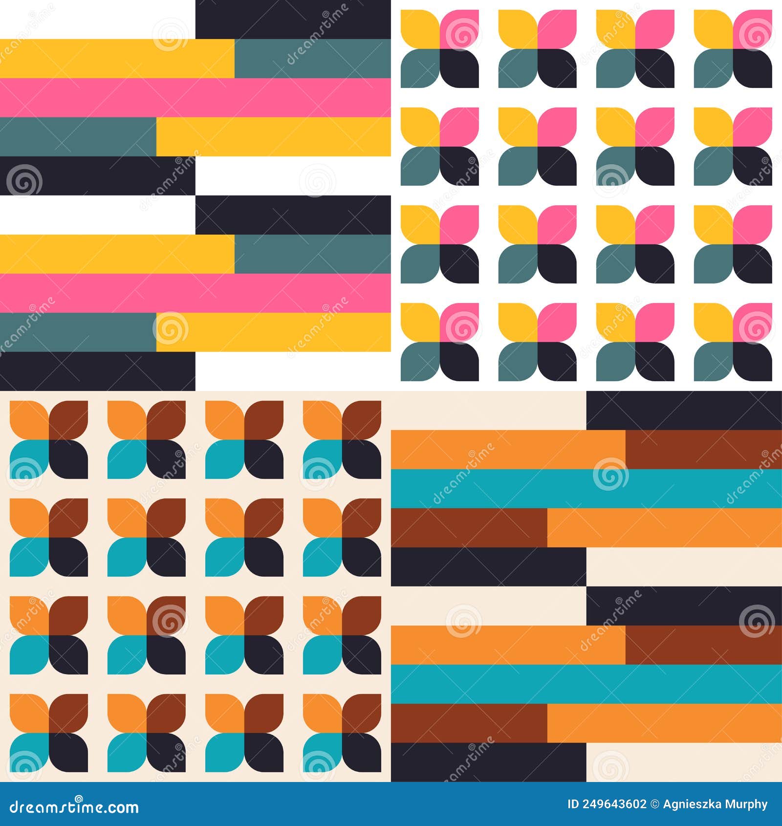 Retro 60`s and 70`s Style Vector Seamless Pattern Collection - Mid ...