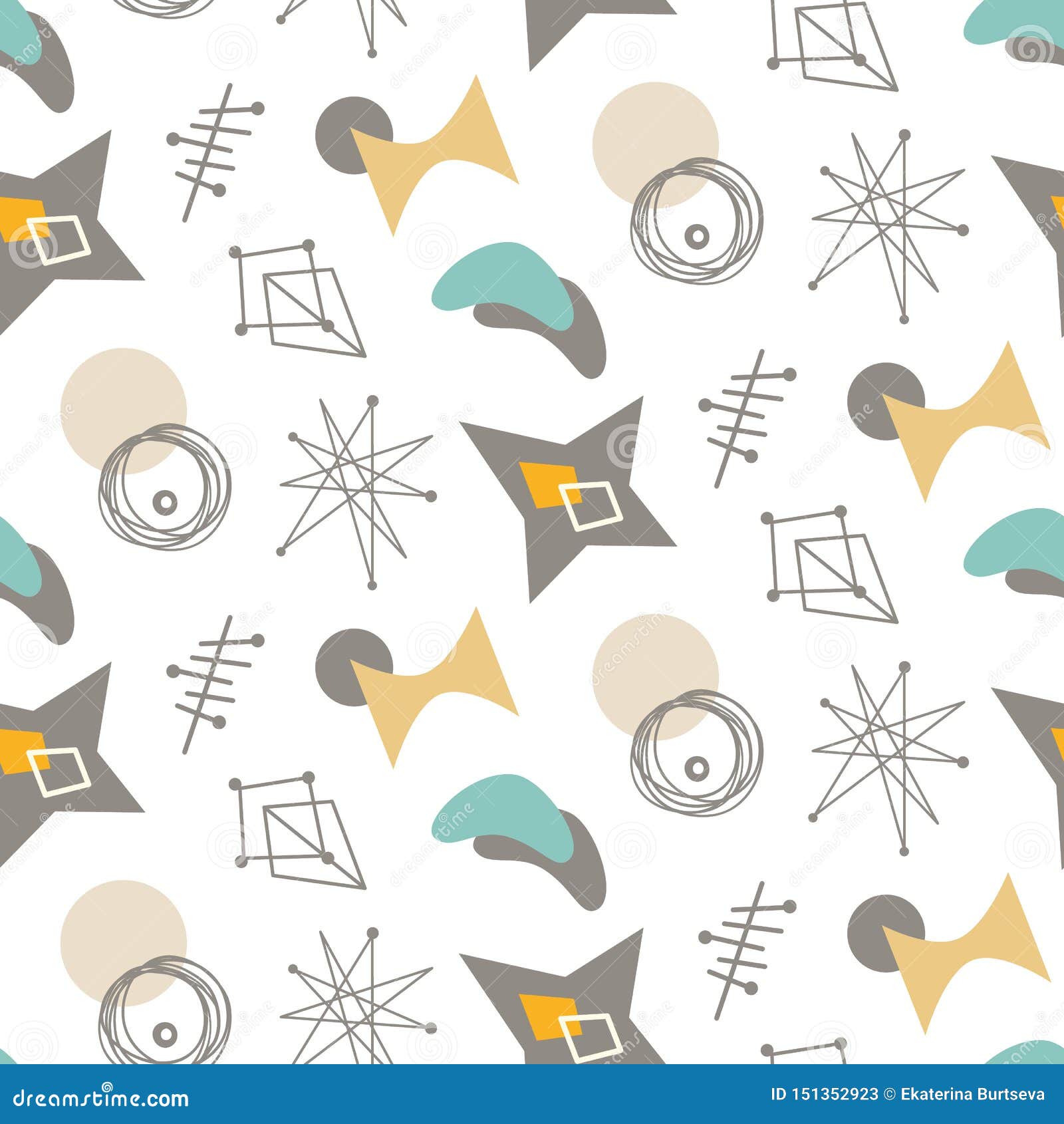 Mid Century Modern Seamless Pattern Stock Vector - Illustration of ...
