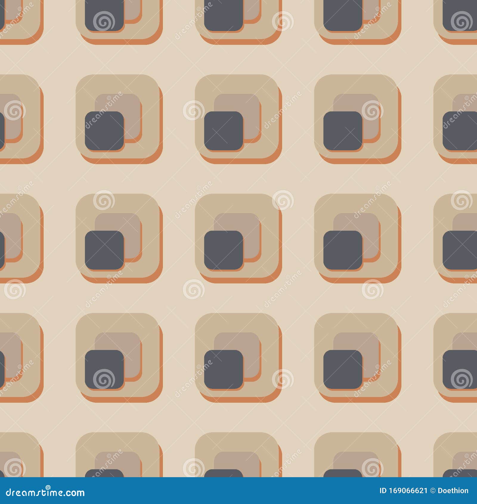 Rounded Square Mid-century Seamless Pattern Stock Vector - Illustration ...