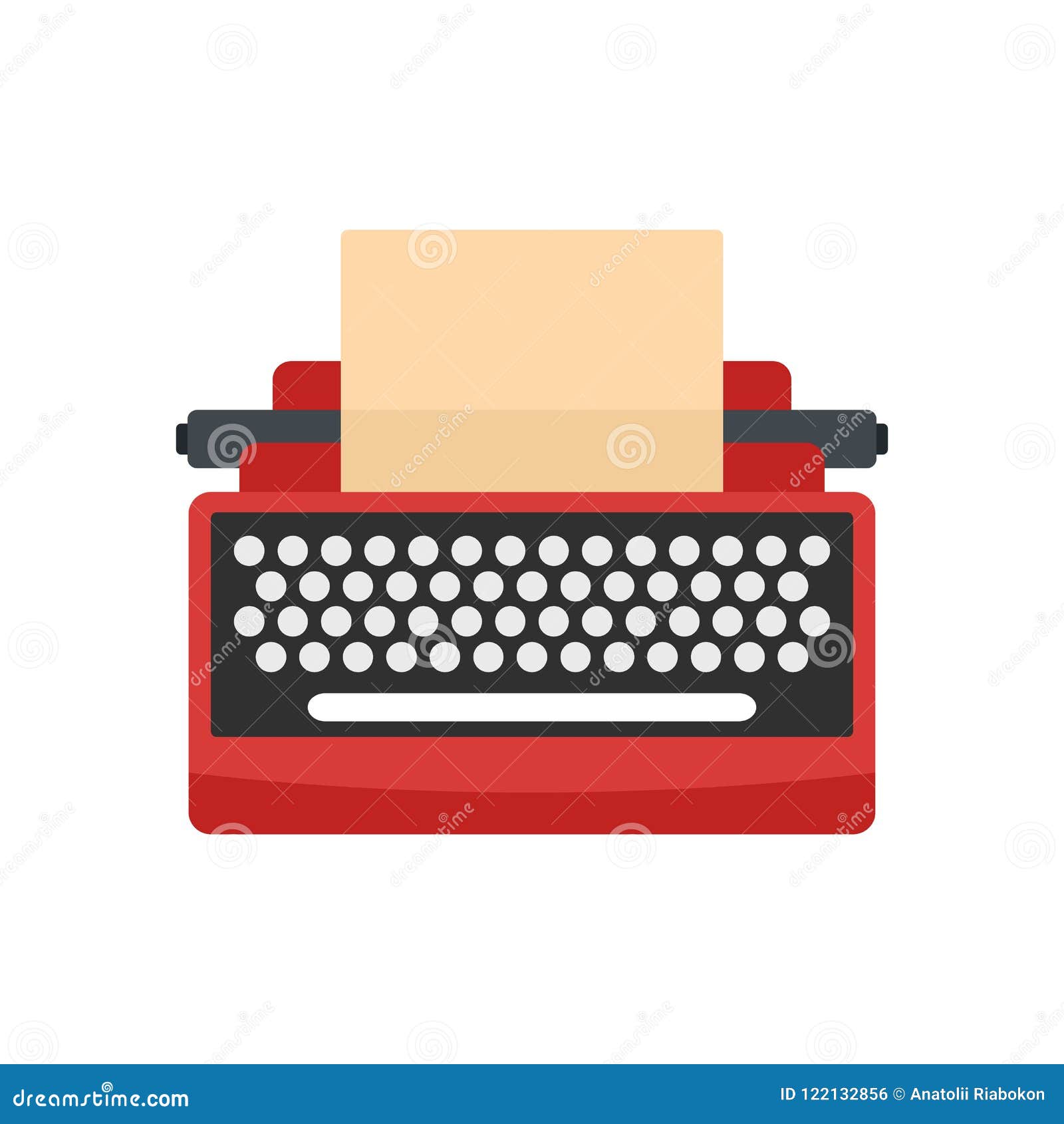 Mid Century Typewriter Icon, Flat Style Stock Vector - Illustration of ...