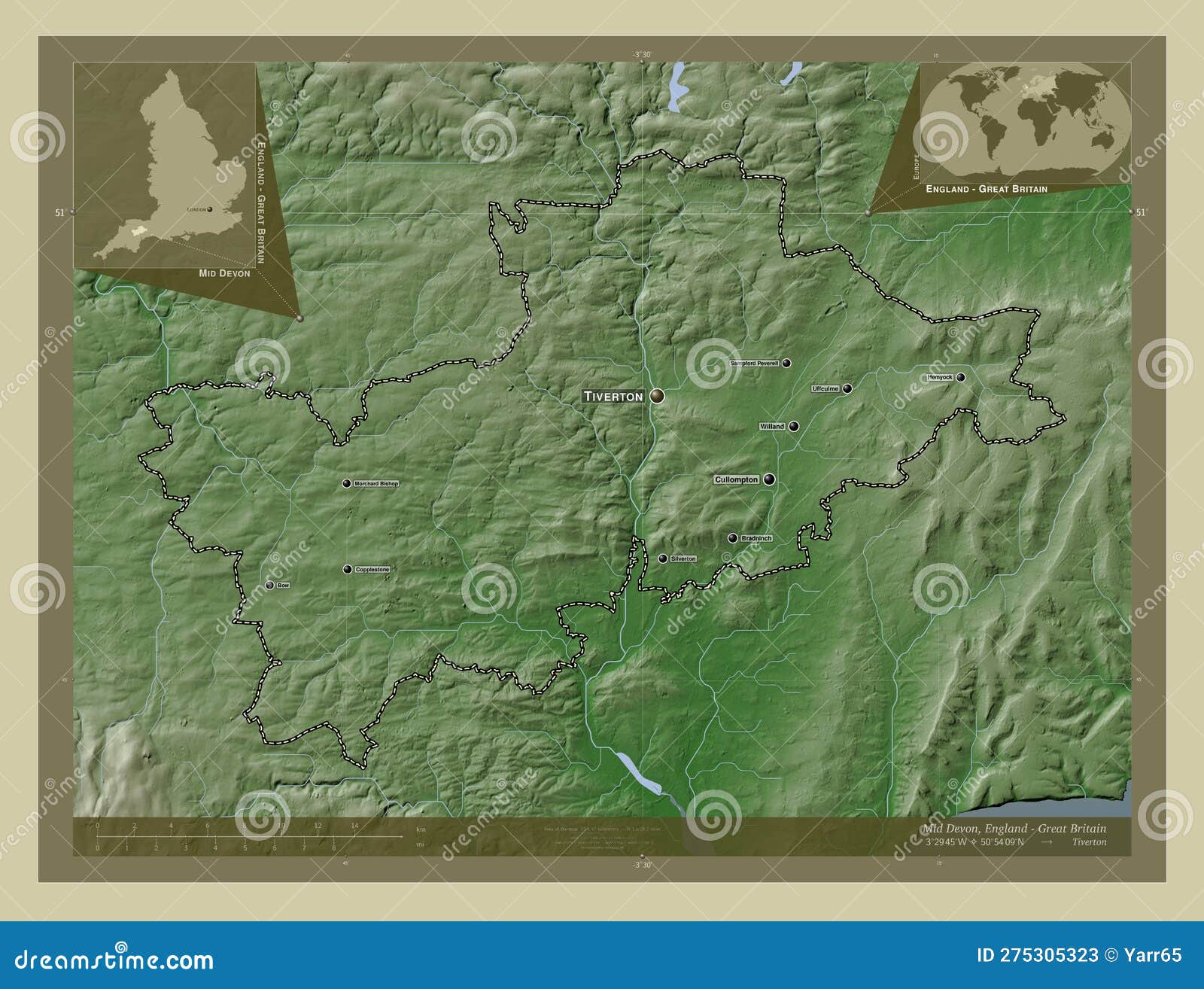 Mid Devon, England - Great Britain. Wiki. Labelled Points of Cit Stock ...