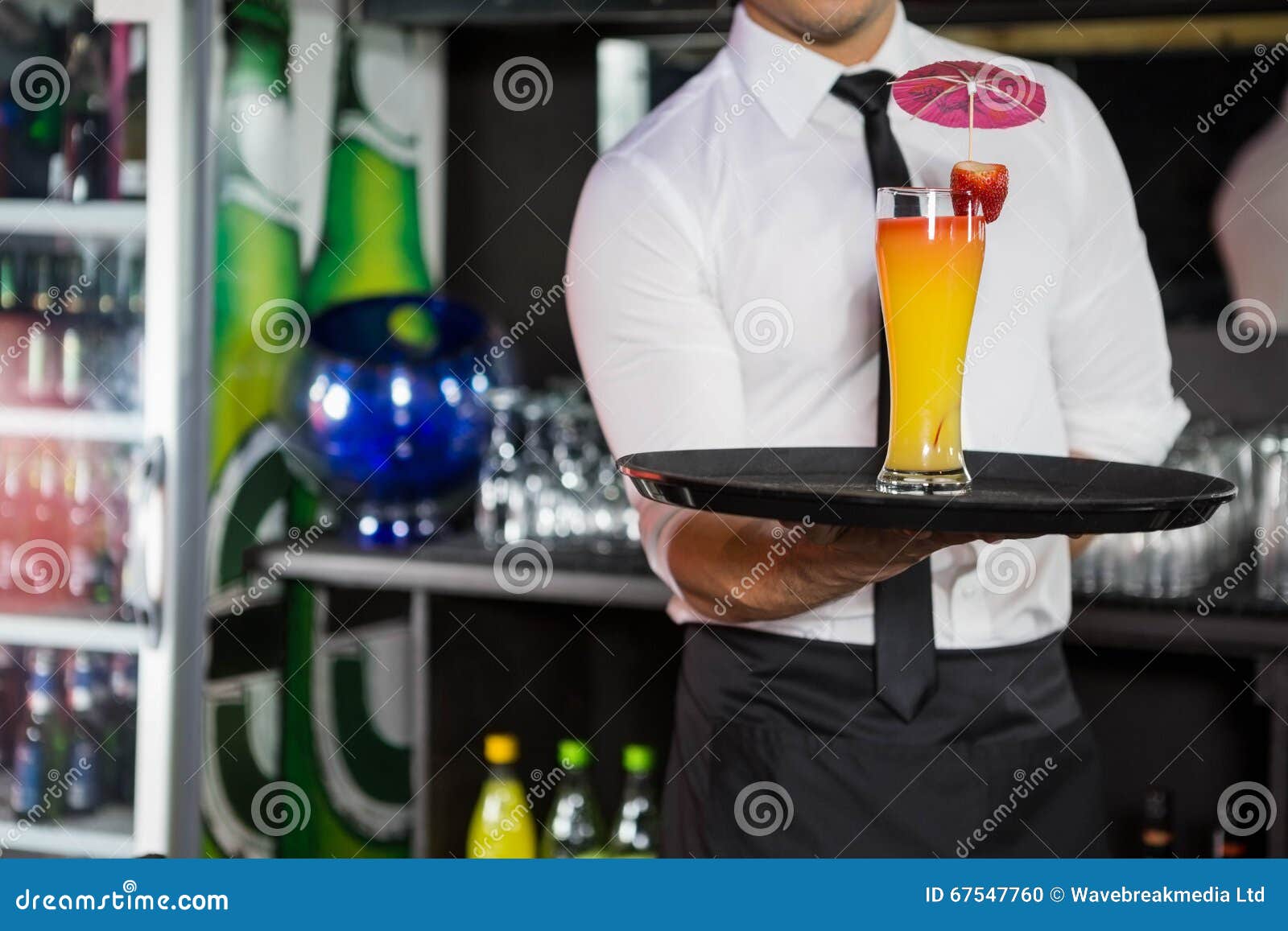Mid Section of Bartender Serving Cocktail Stock Photo - Image of ...