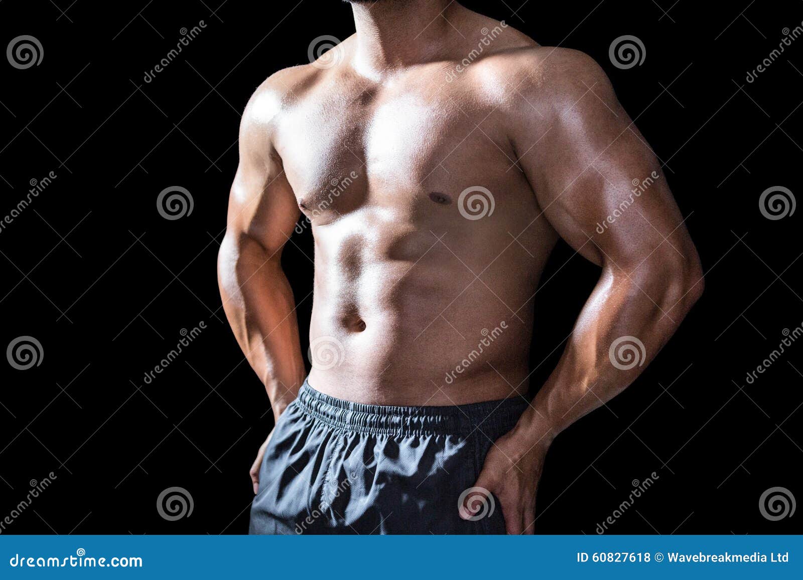 Mid-section Of Bodybuilder Lifting Heavy Barbell Weights Royalty-Free ...