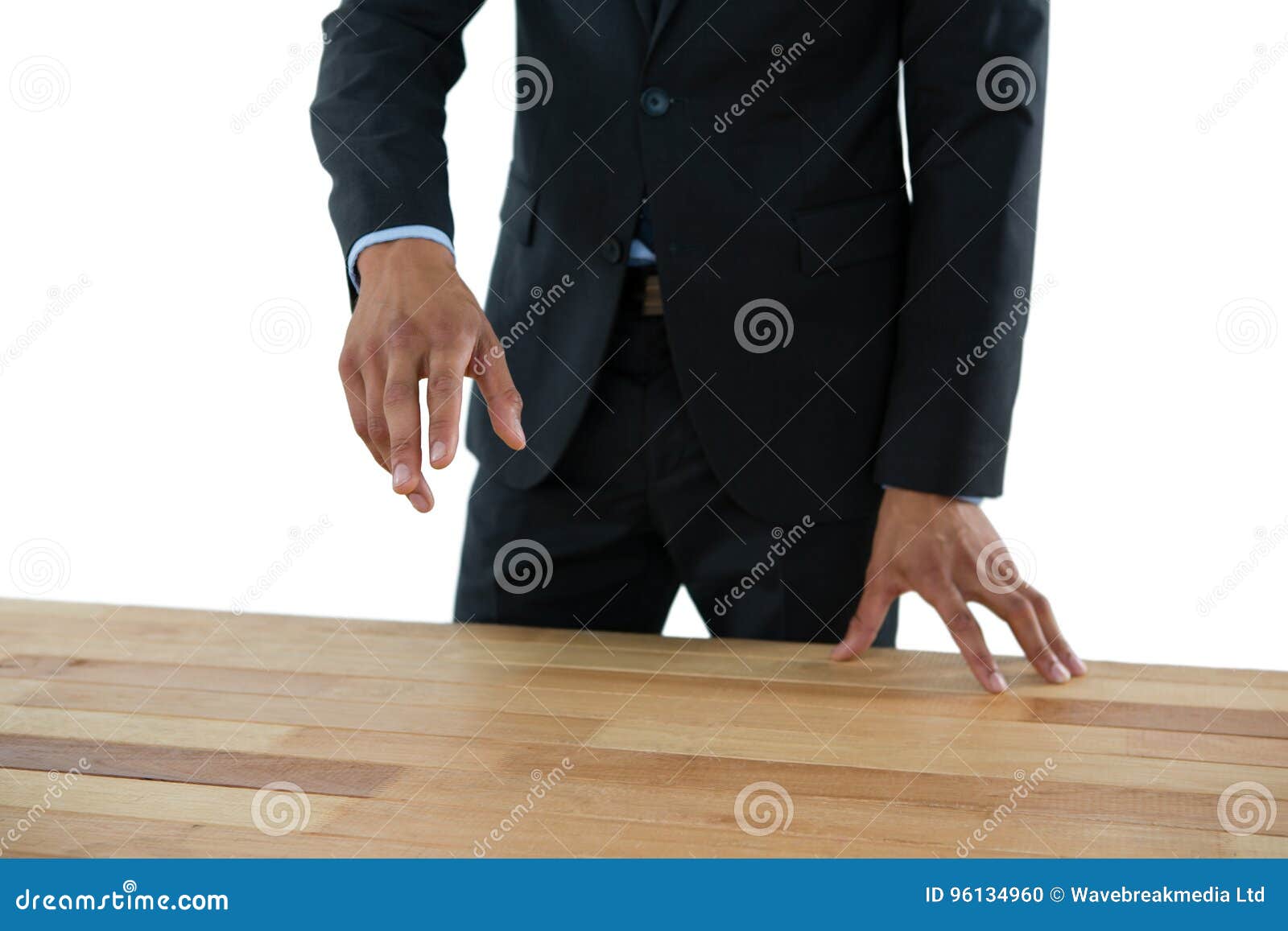 Mid Section of Businessman Gesturing while Standing at Table Stock ...