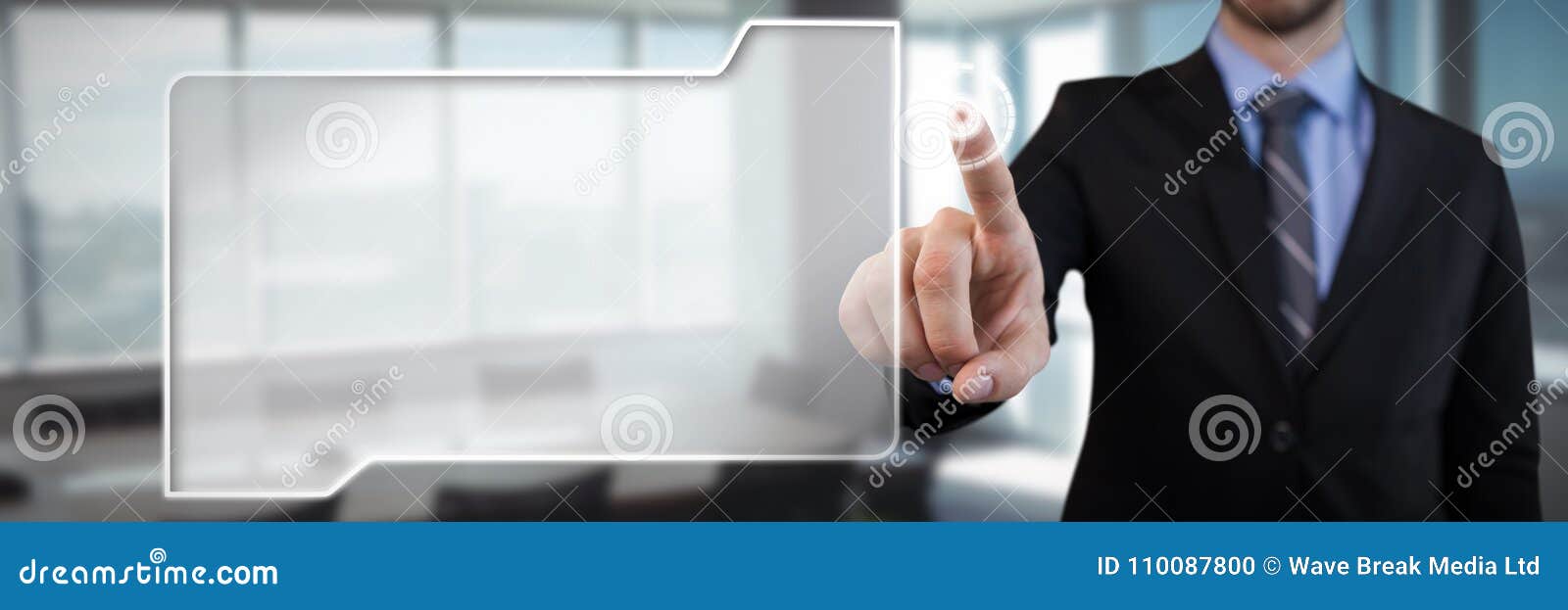 Mid Section of Businessman in Suit Selecting Over Invisible Interface ...