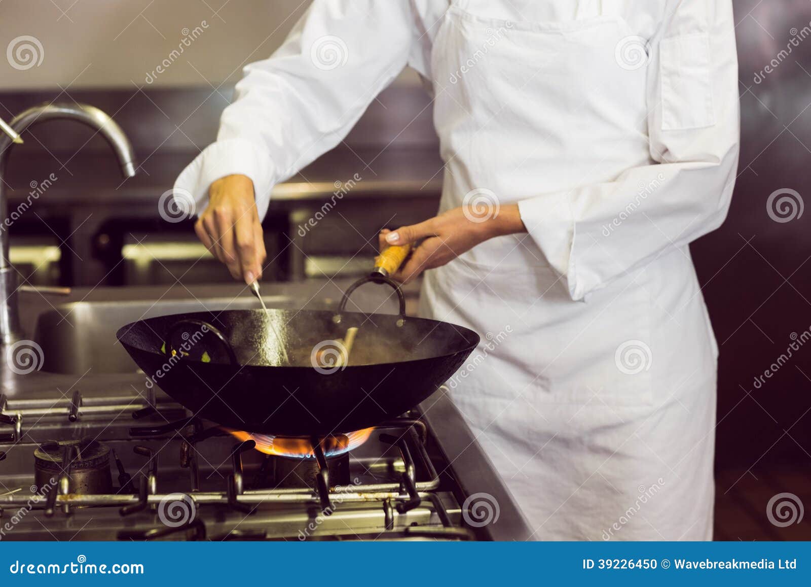 Mid Section of a Chef Preparing Food in Kitchen Stock Photo - Image of ...