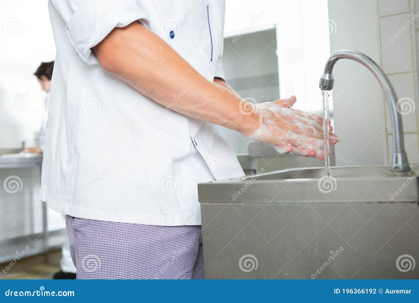 Mid Section Chef Washing Hands Stock Photo - Image of health, arms ...