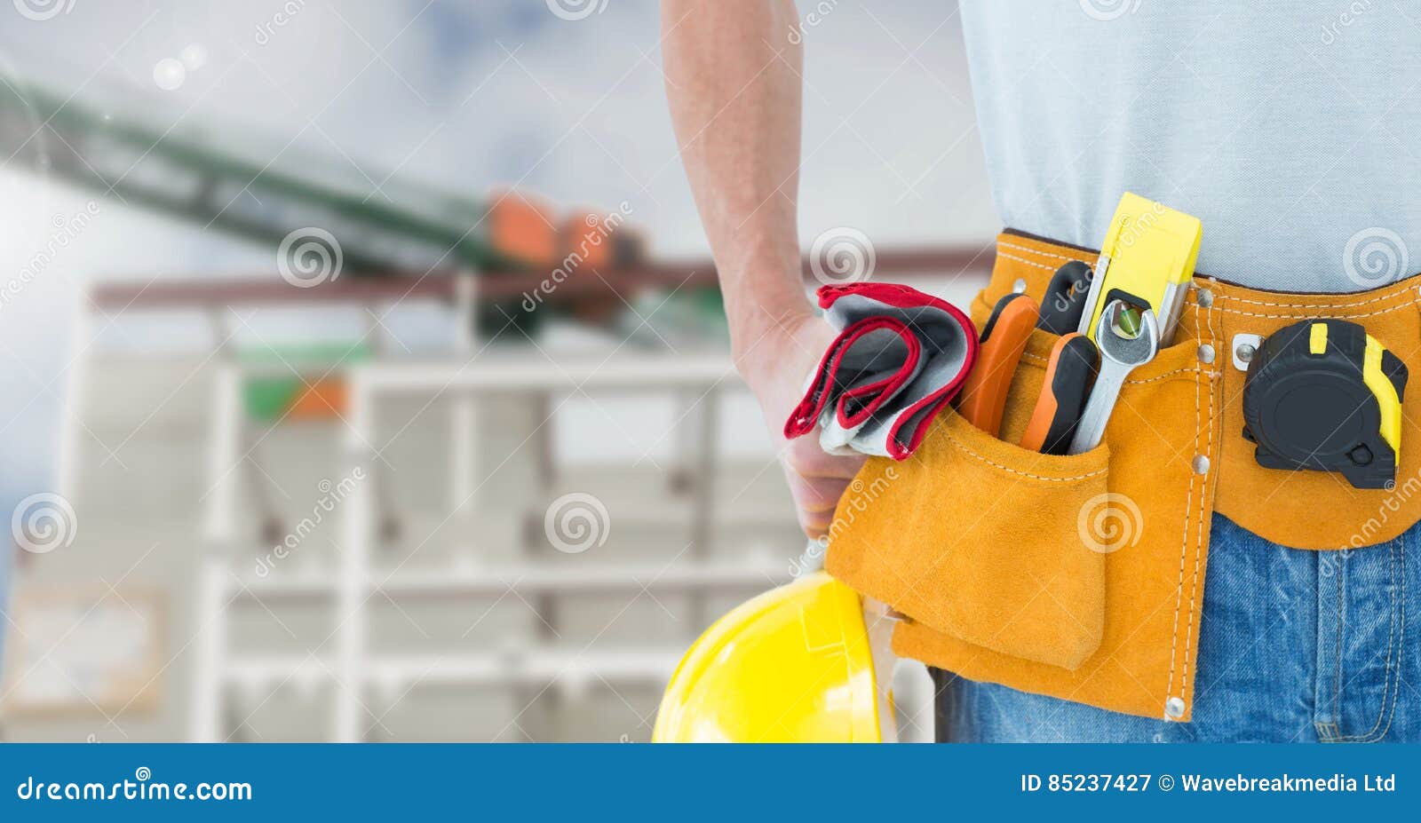 Mid Section of Construction Man with Tools Stock Illustration ...