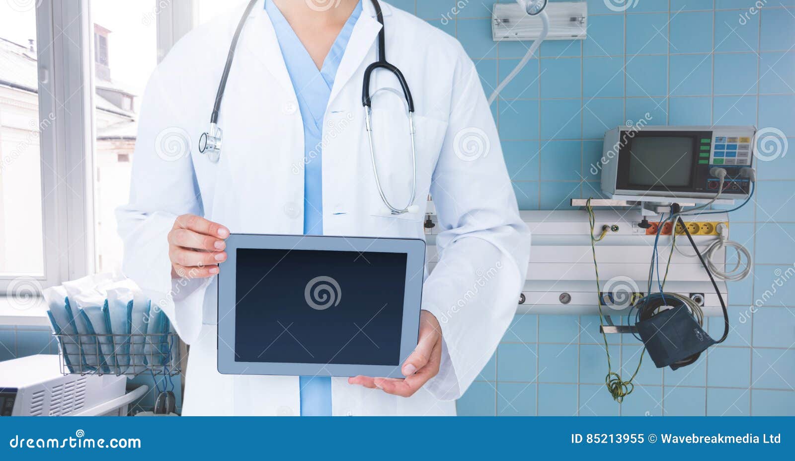 Mid Section of Doctor Standing with Digital Tablet Stock Image - Image ...