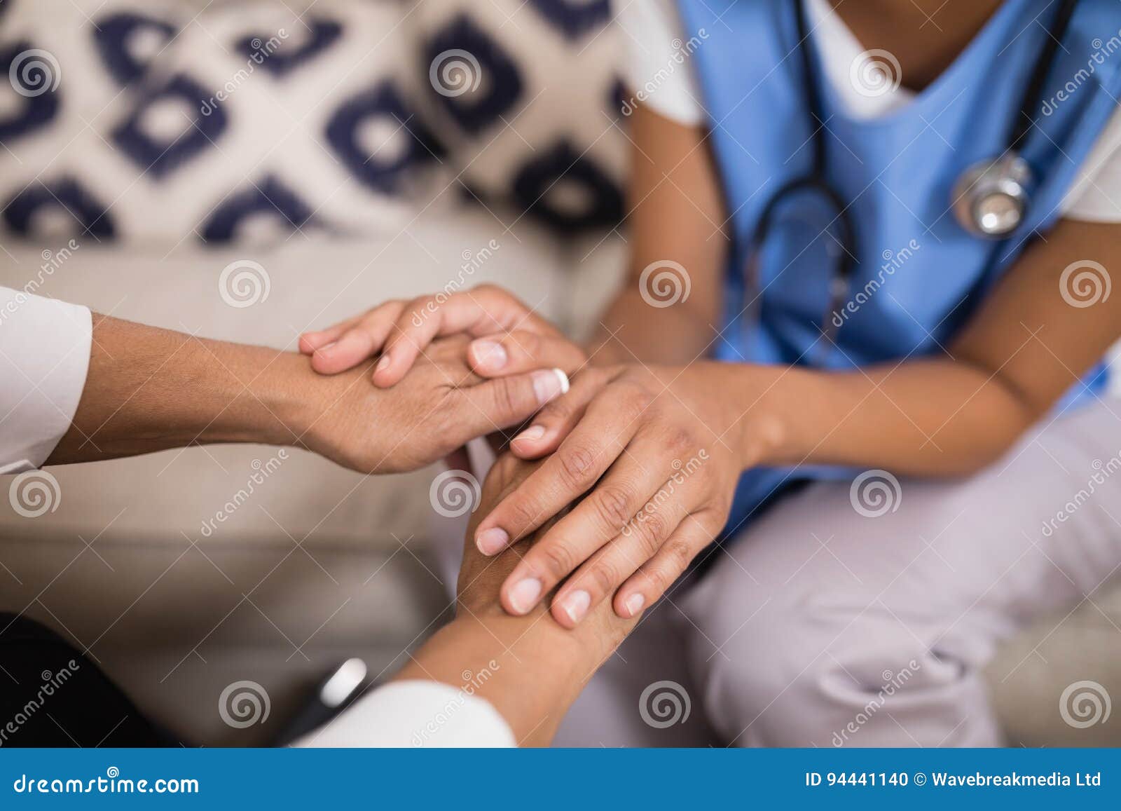 Mid Section of Doctor Touching Patient Hands Stock Photo - Image of ...