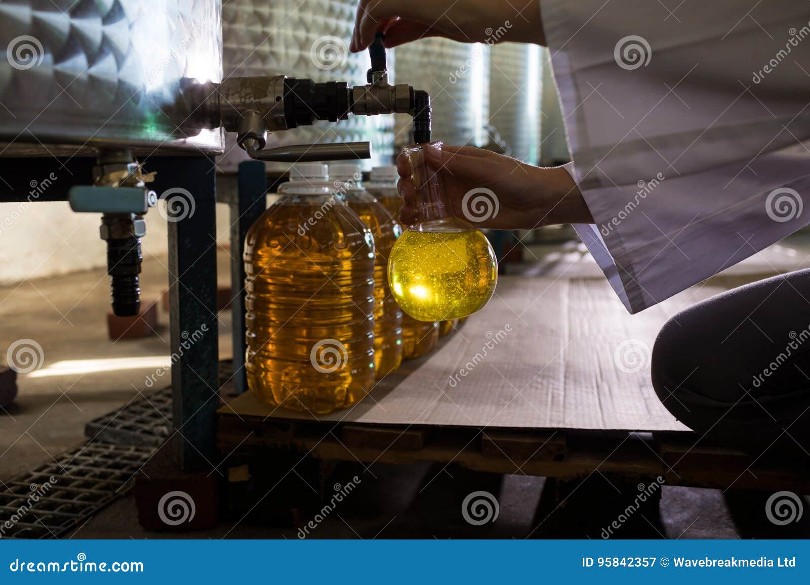 Mid Section of Female Technician Examining Olive Oil Stock Image ... Mid Section of Female Technician Examining Olive Oil Stock Image ...