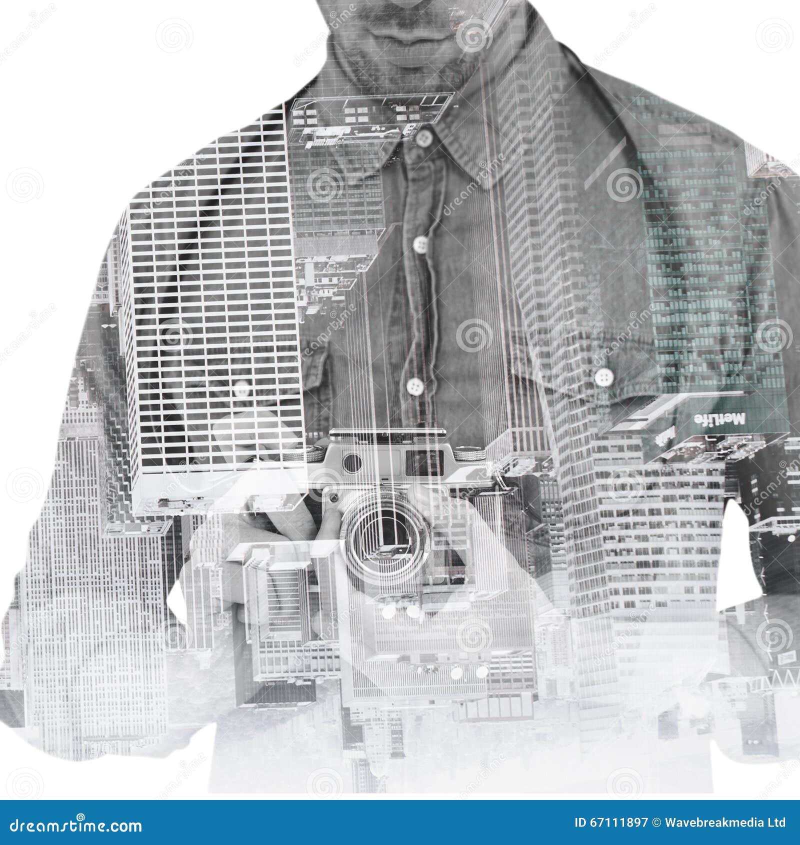 Composite Image of Mid Section of Man Adjusting Camera Lens Stock Image ...