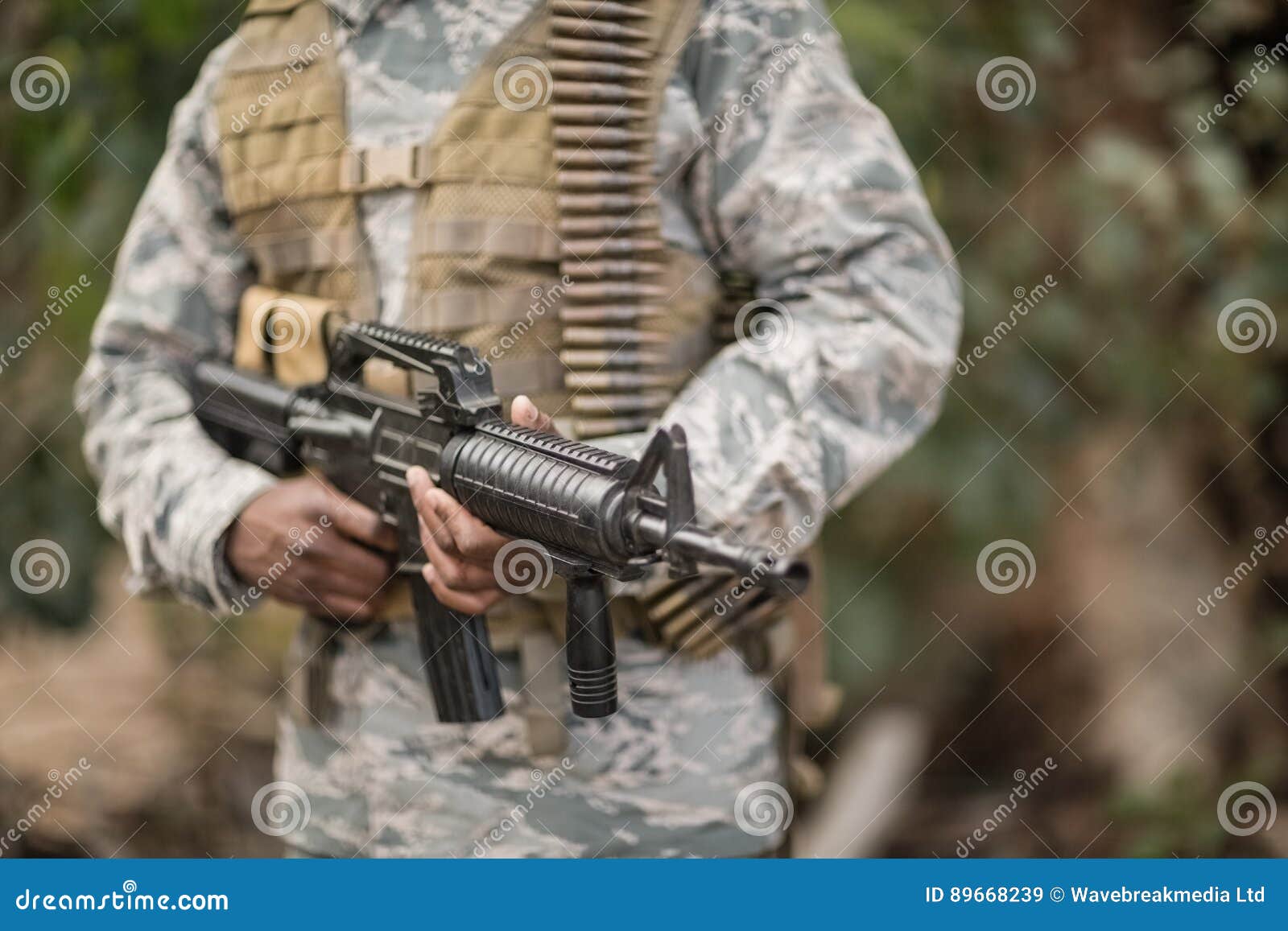 Mid Section of Military Soldier Holding a Rifle Stock Image - Image of ...