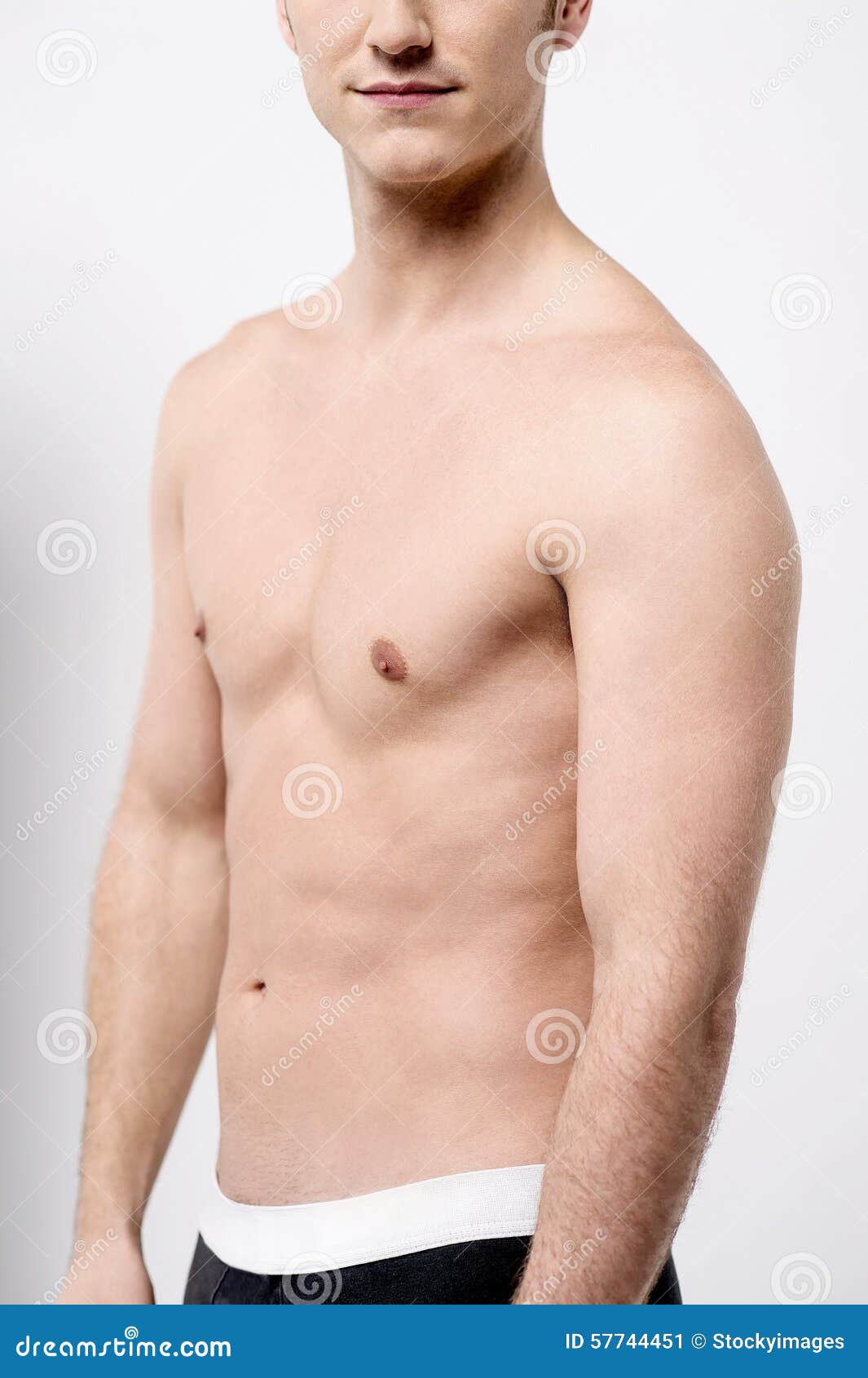 Mid Section of Muscular Male. Stock Image - Image of slim, underwear ...