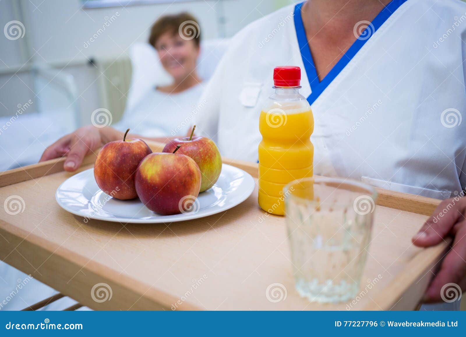 Mid Section of Nurse Holding a Breakfast Stock Photo - Image of bottle ...