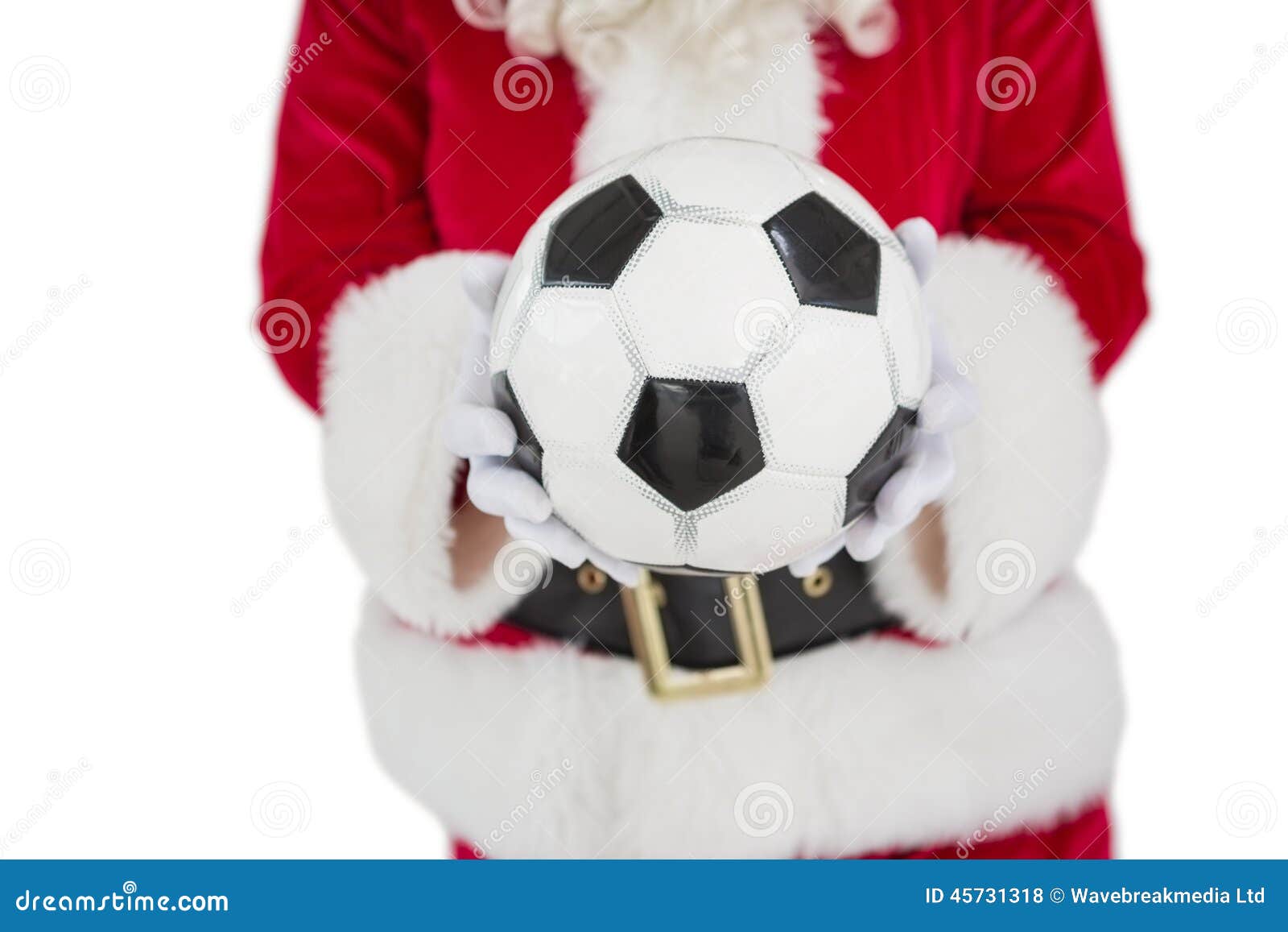 Mid Section of Santa Holding Football Stock Photo - Image of dress ...