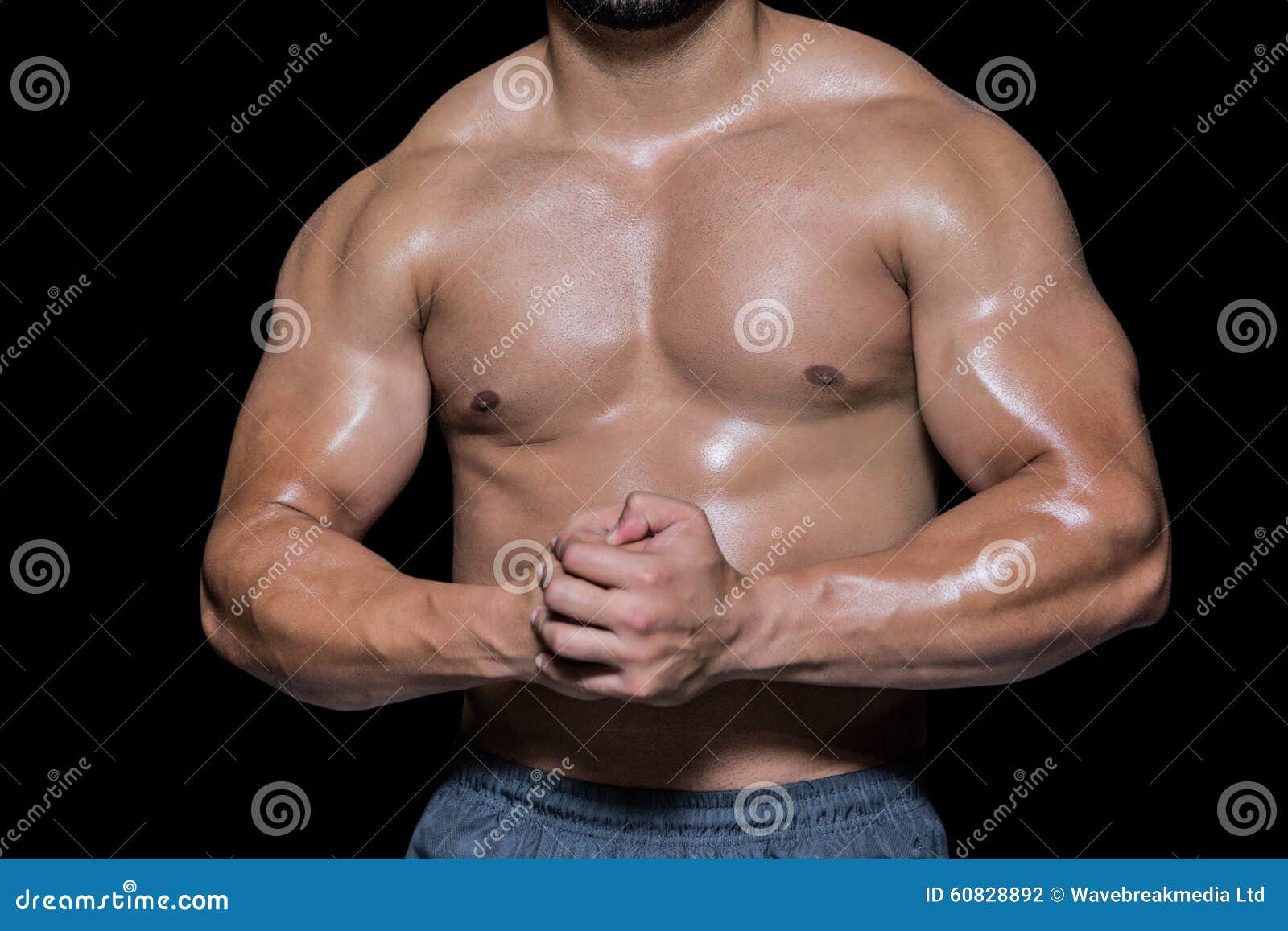 Mid Section of a Shirtless Muscular Man Stock Photo - Image of ...