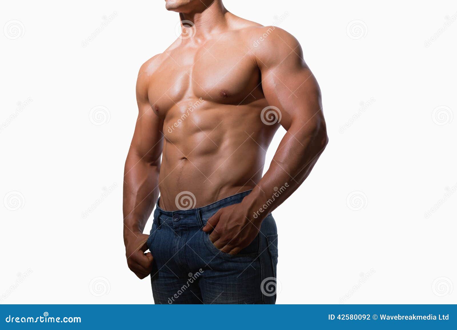 Mid Section Of Shirtless Muscular Man Royalty-Free Stock Image ...