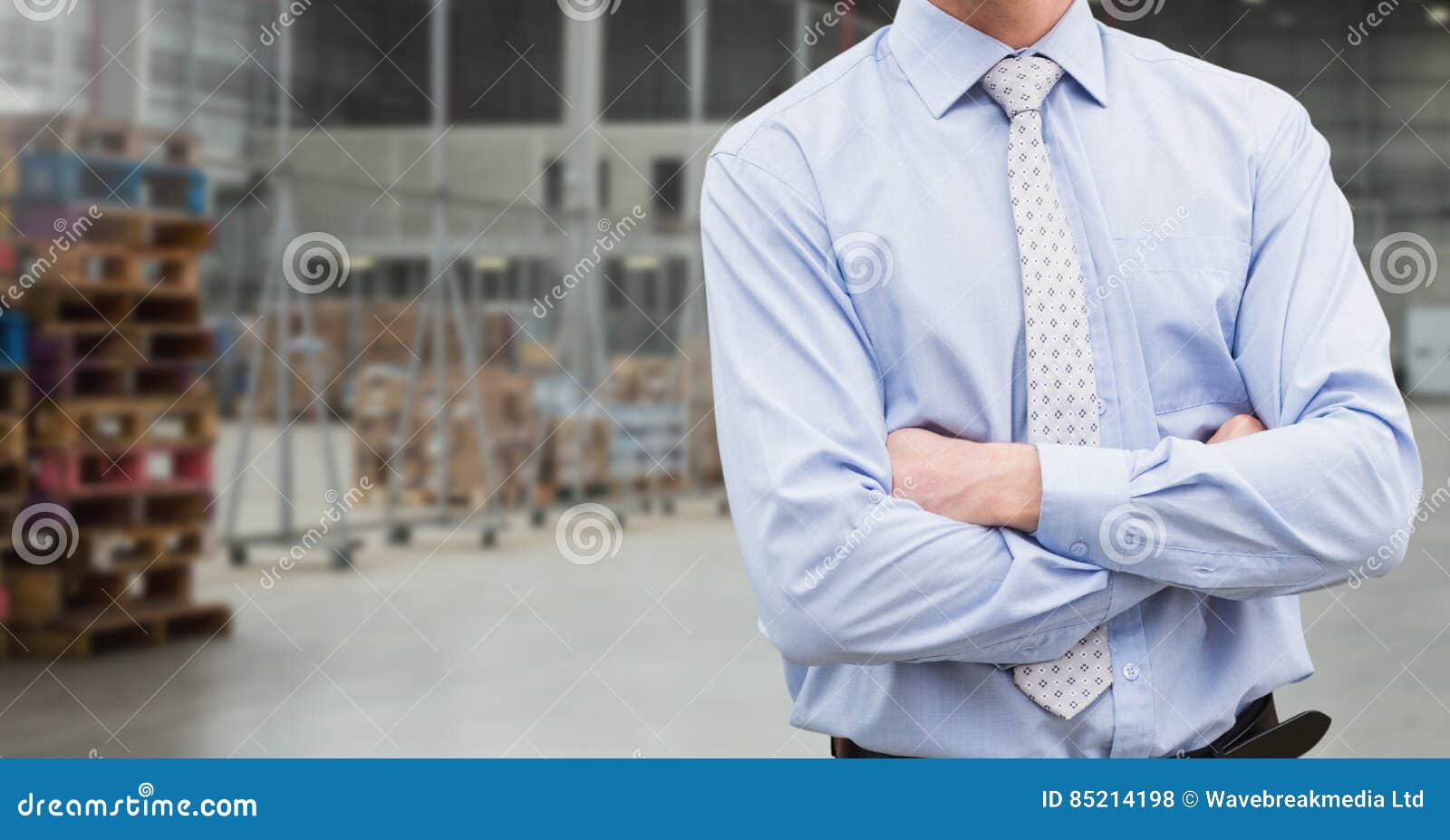Mid Section of Supervisor Standing with Arms Crossed Stock Illustration ...
