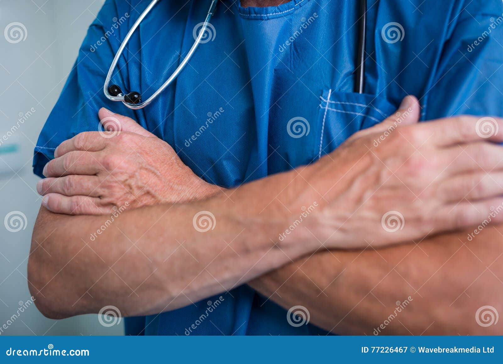Mid Section of Surgeon Standing with Arms Cross Stock Image - Image of ...