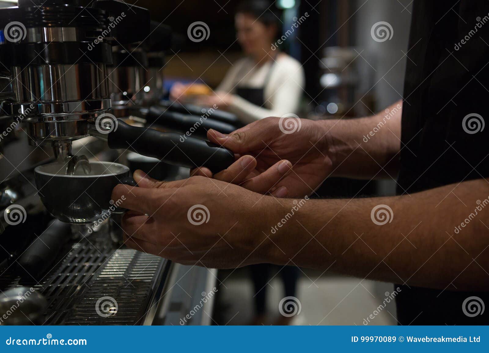 Mid Section of Waiter Working at Counter Stock Image - Image of ...