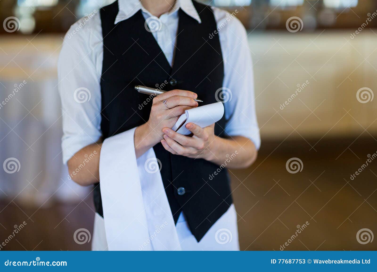 Mid Section of Waitress Taking Order Stock Image - Image of restaurant ...