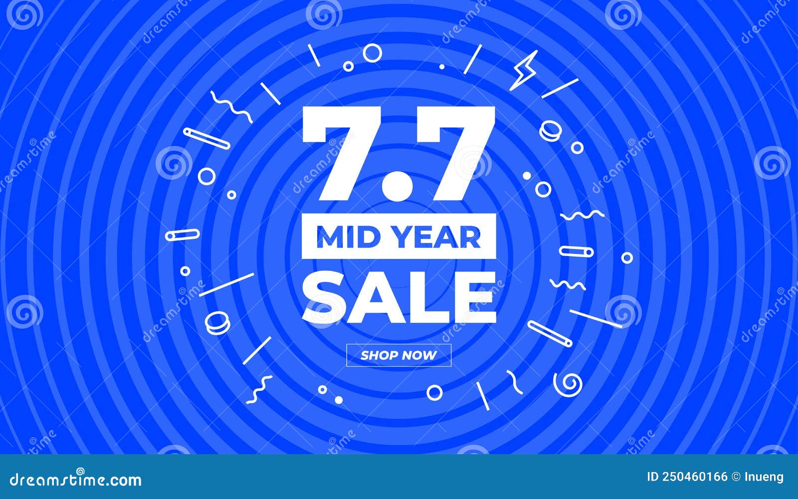 7.7 Mid Year Sale Banner Template on Blue Background Stock Vector ...