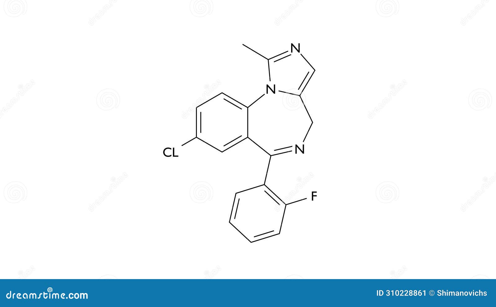Midazolam Molecule, Structural Chemical Formula, Ball-and-stick Model ...