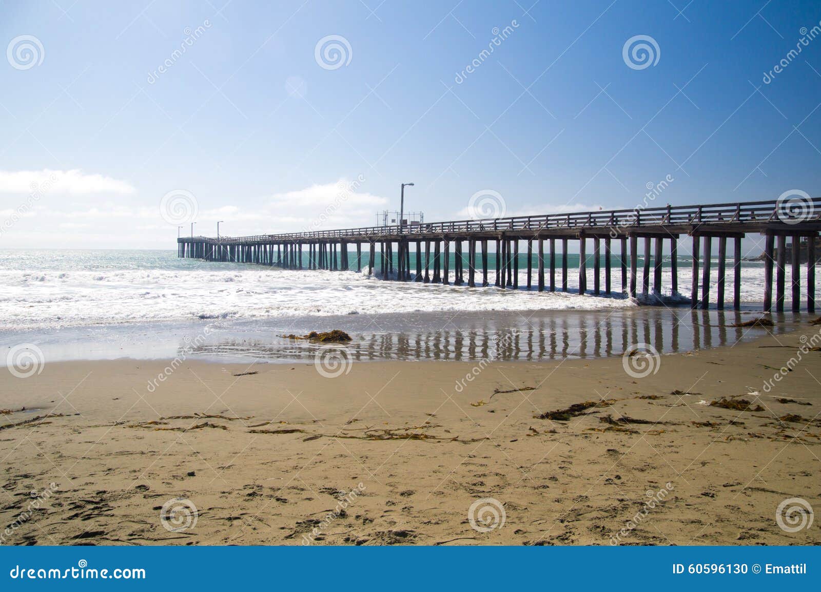 Midday Sun on Pier at California Coast Stock Photo - Image of water ...