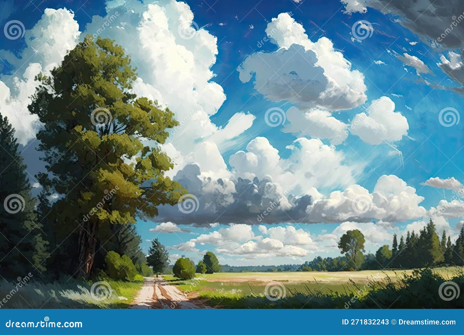 A Midday Wooded Scene is the Setting for this Painting Stock ...