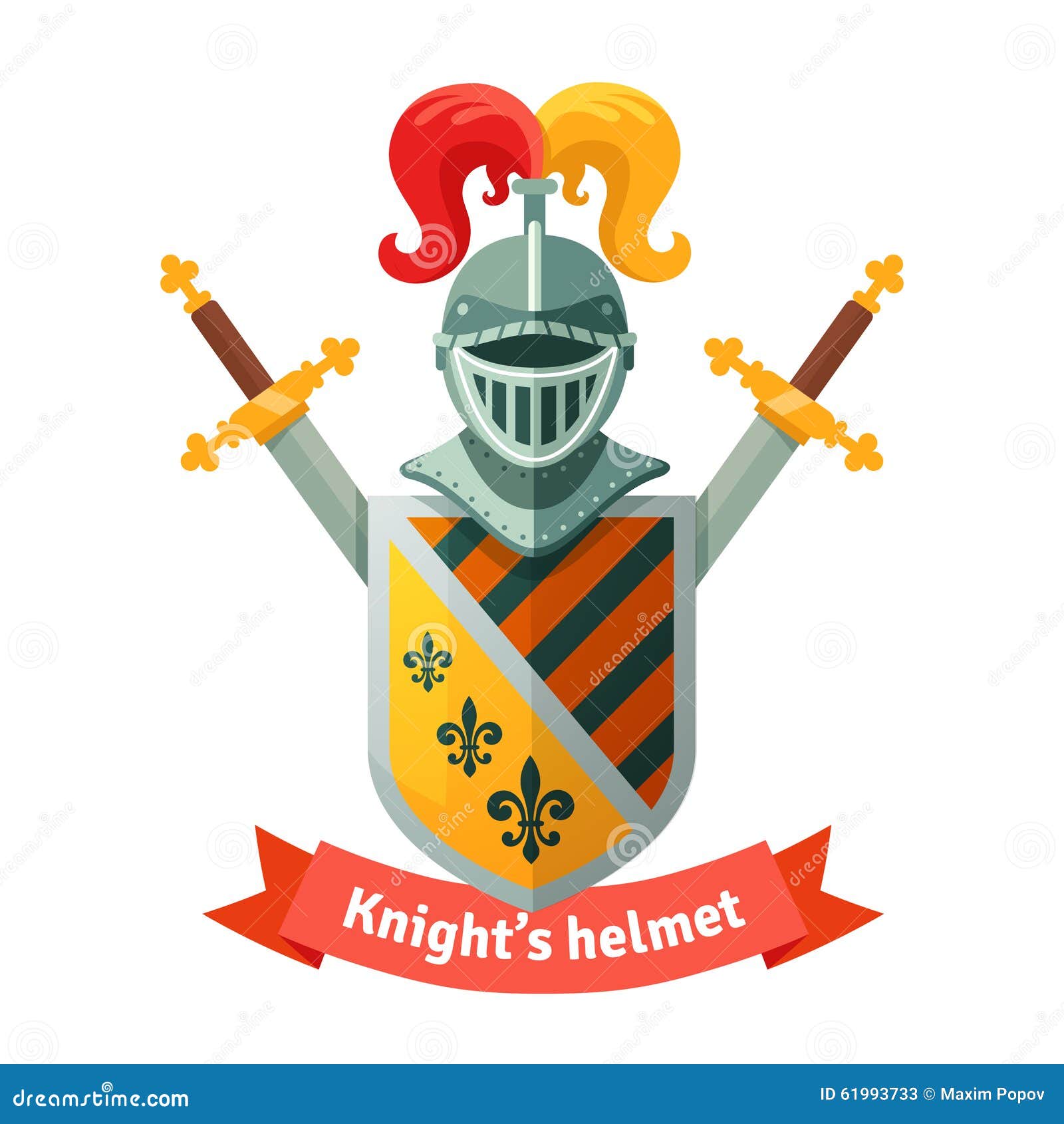 Middeleeuws Wapenschild Met Ridderhelm Vector Illustratie ...