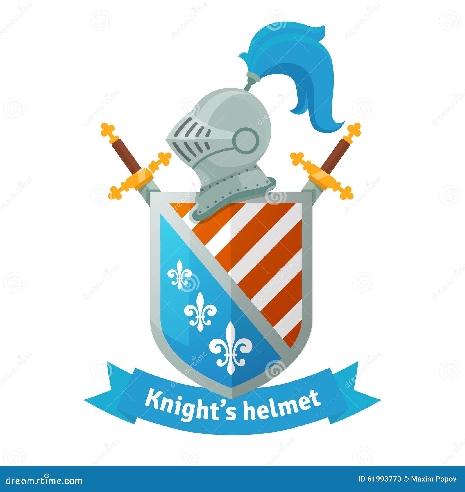 Middeleeuws Wapenschild Met Ridderhelm Vector Illustratie ...