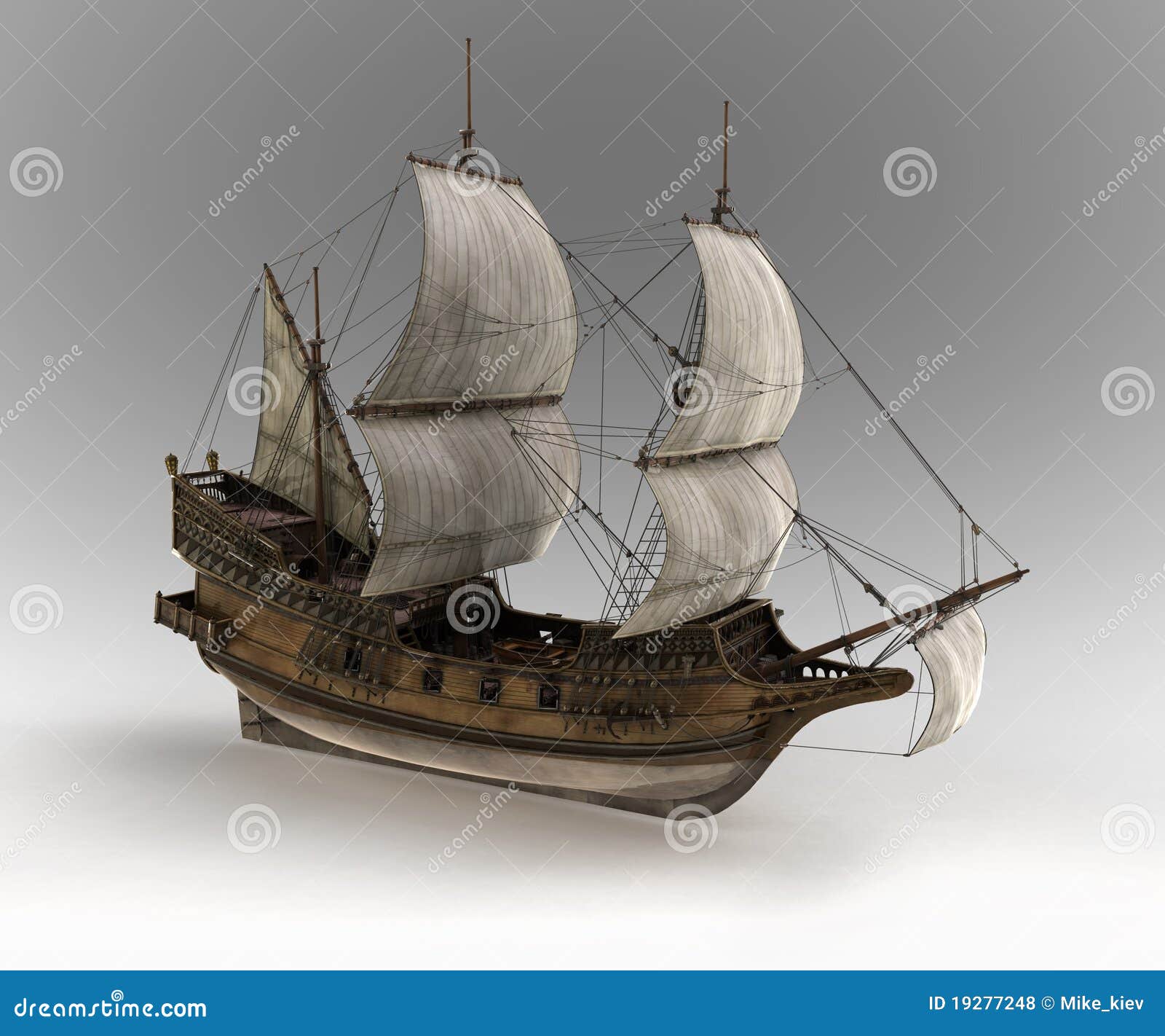 Middeleeuws zeilschip stock illustratie. Illustration of oorlogsschip ...