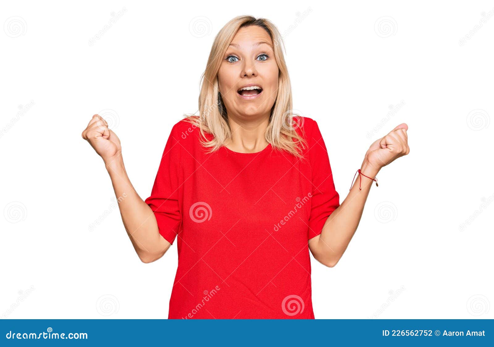 Middle Age Caucasian Woman Wearing Casual Clothes Celebrating Surprised