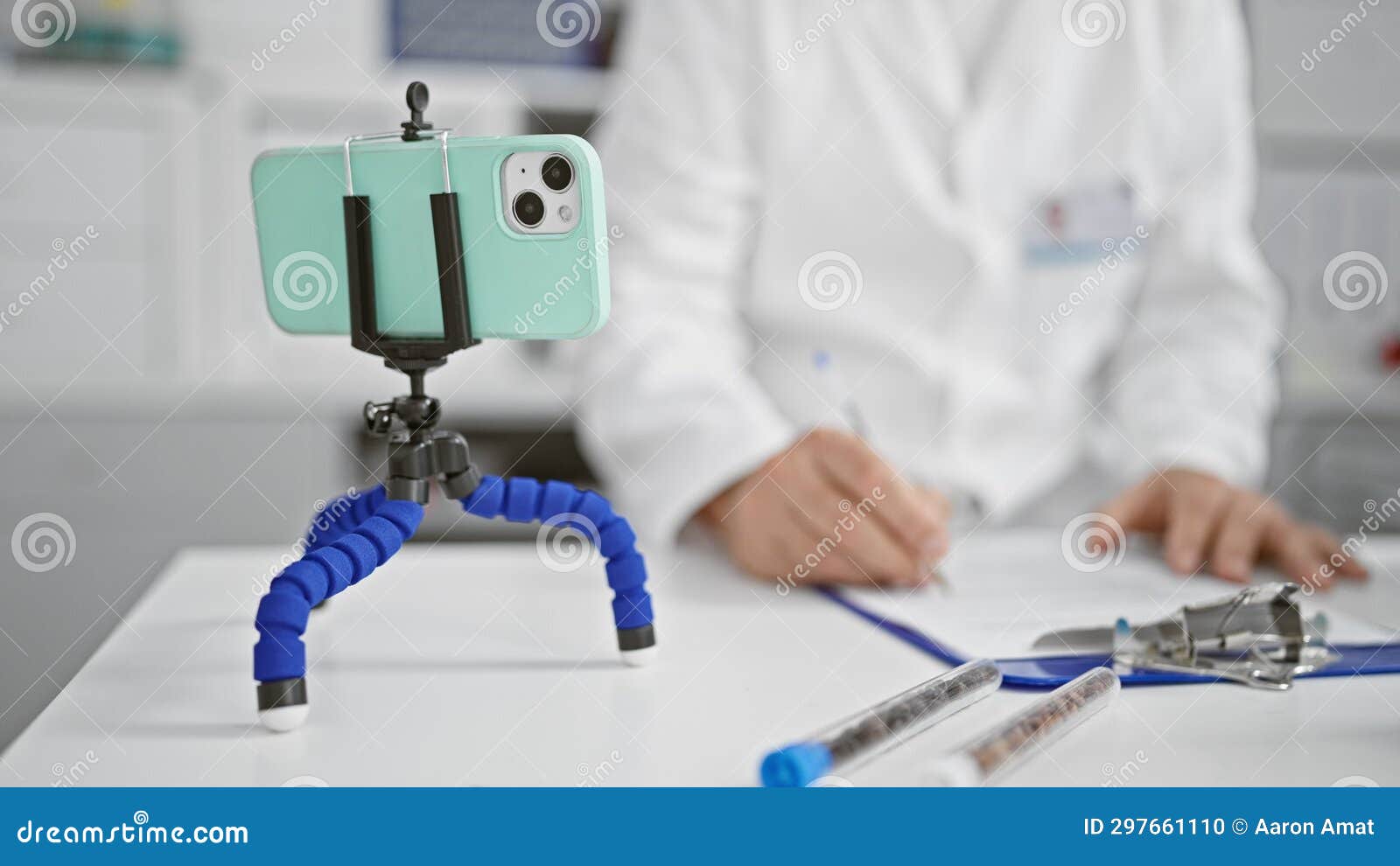 Middle-age Grey Haired Man, a Devoted Scientist in the Lab, Engrossed ...
